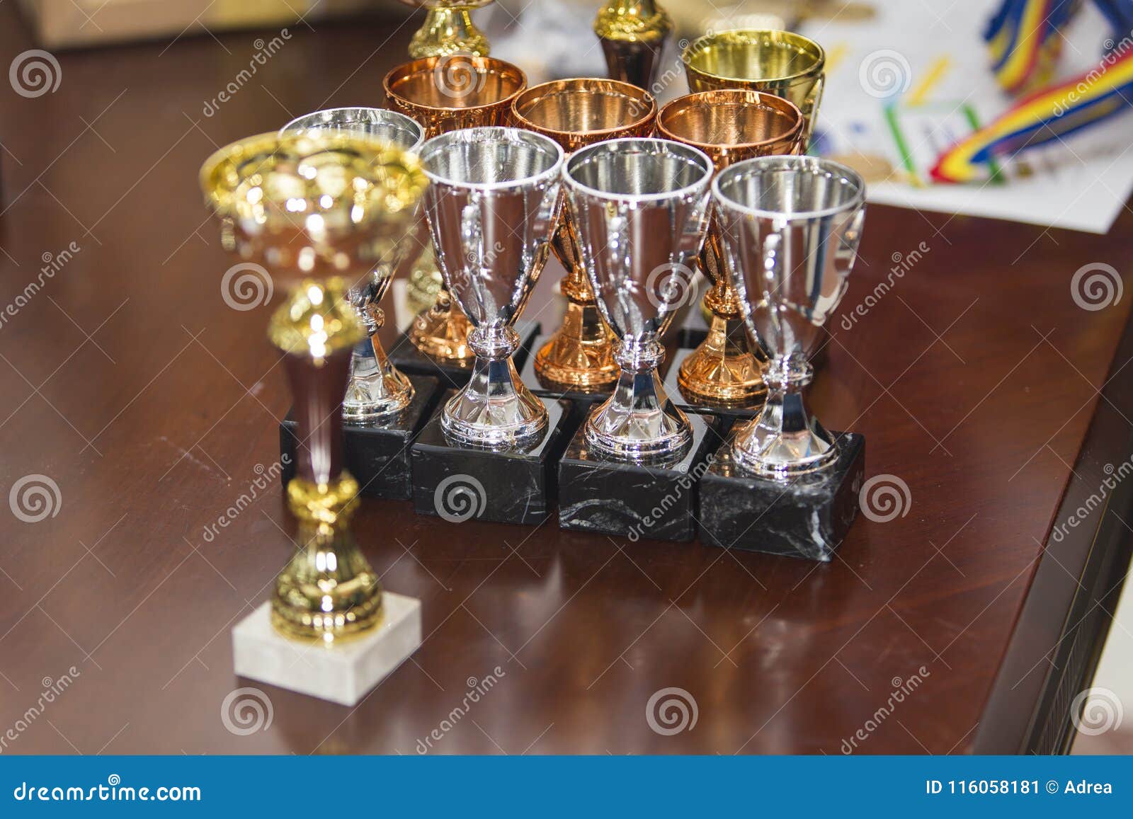 Awards on the Judging Table Stock Image - Image of winners, prizes ...