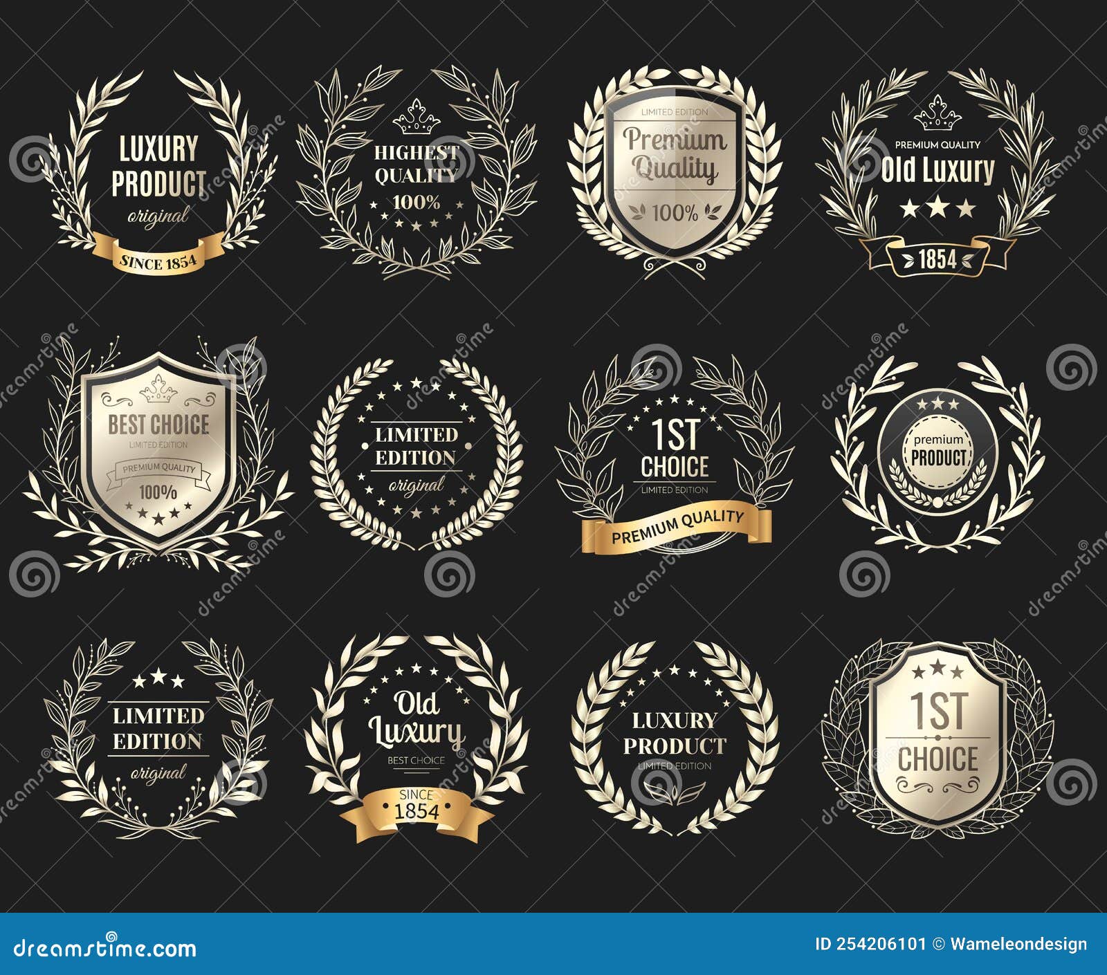 Awards Emblems Realistic Set Stock Vector - Illustration of luxury ...