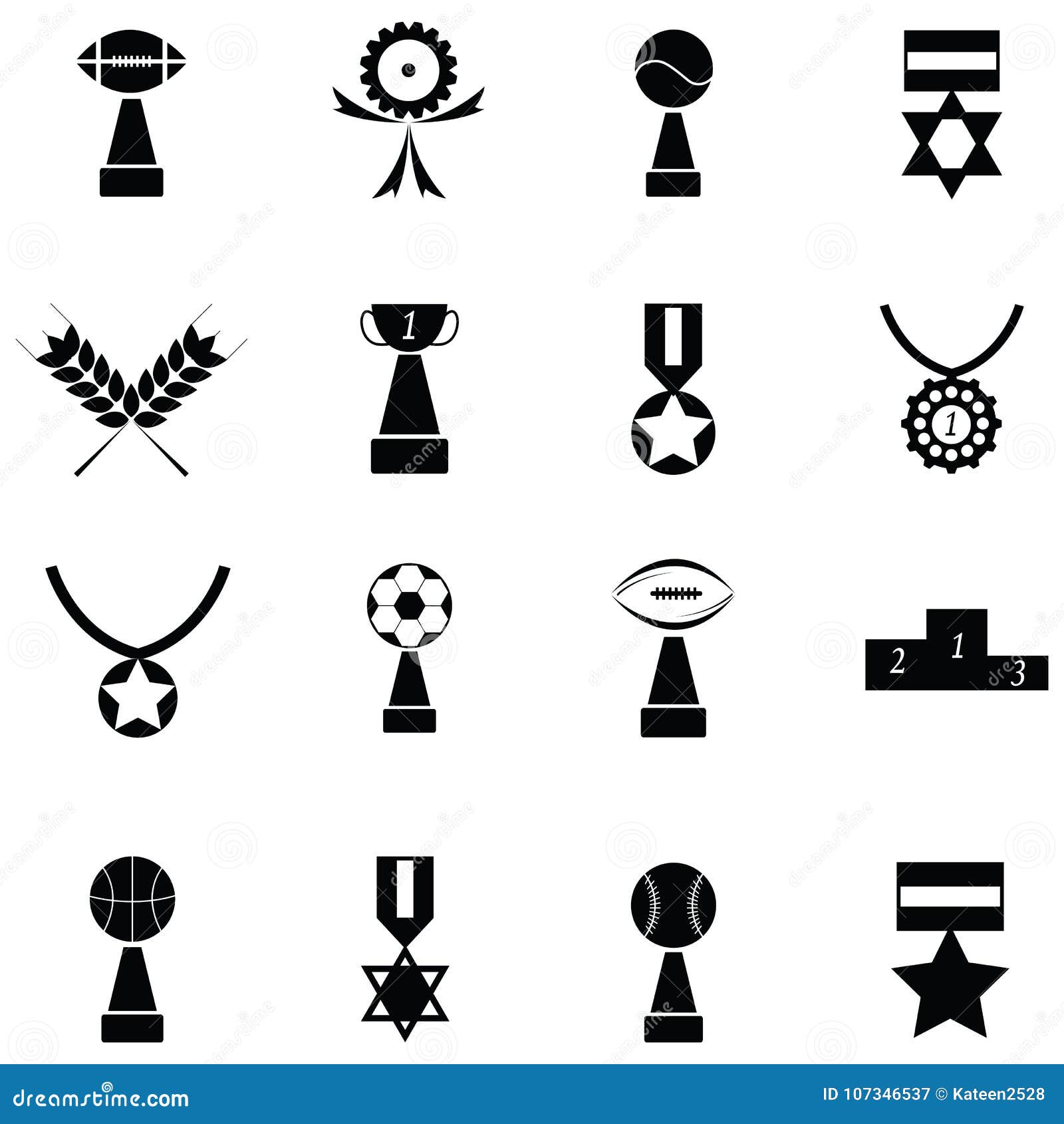 Awards icon set stock vector. Illustration of honor - 107346537