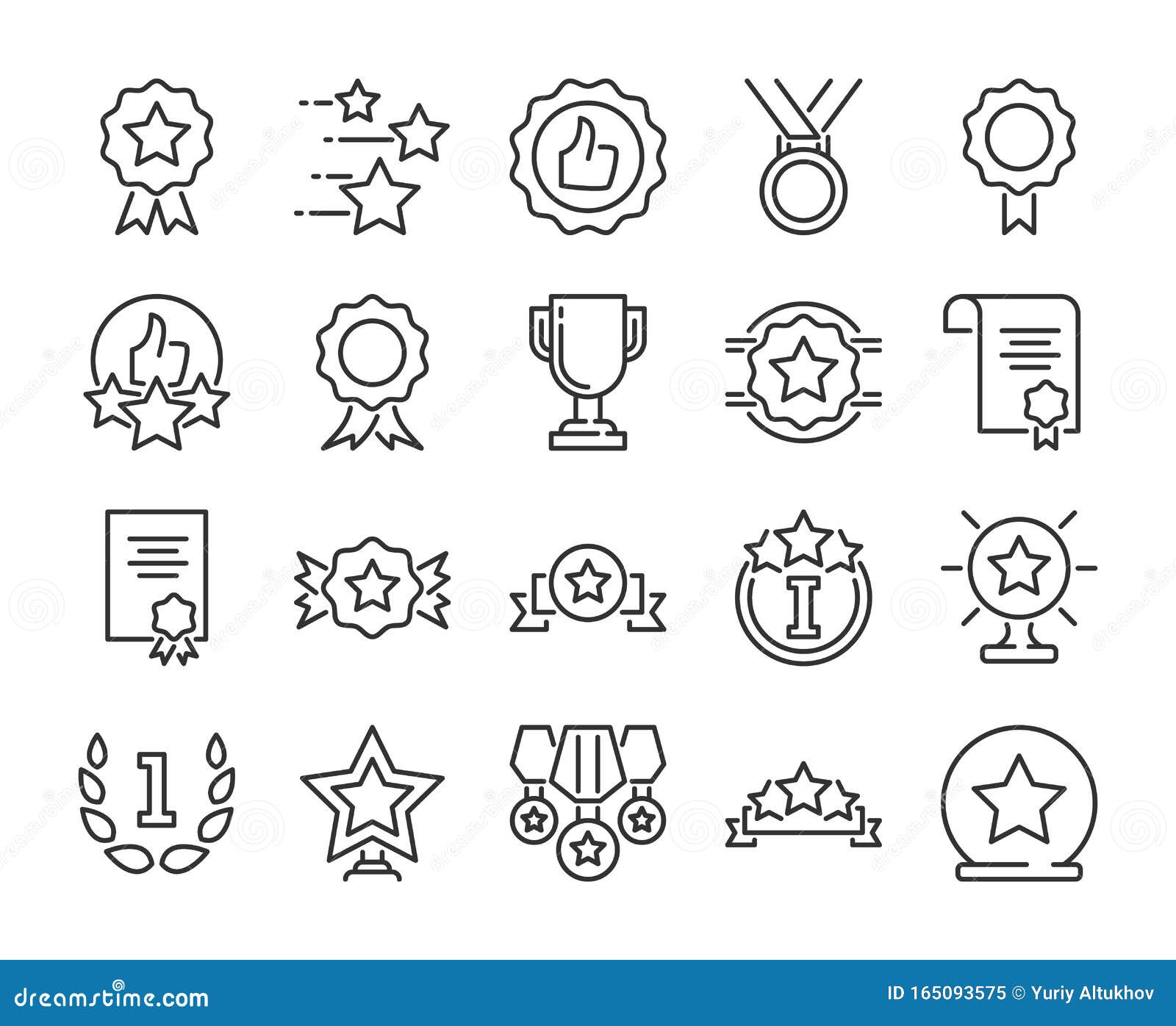 20 Awards Icons. Awards and Achievements Line Icon Set. Vector ...