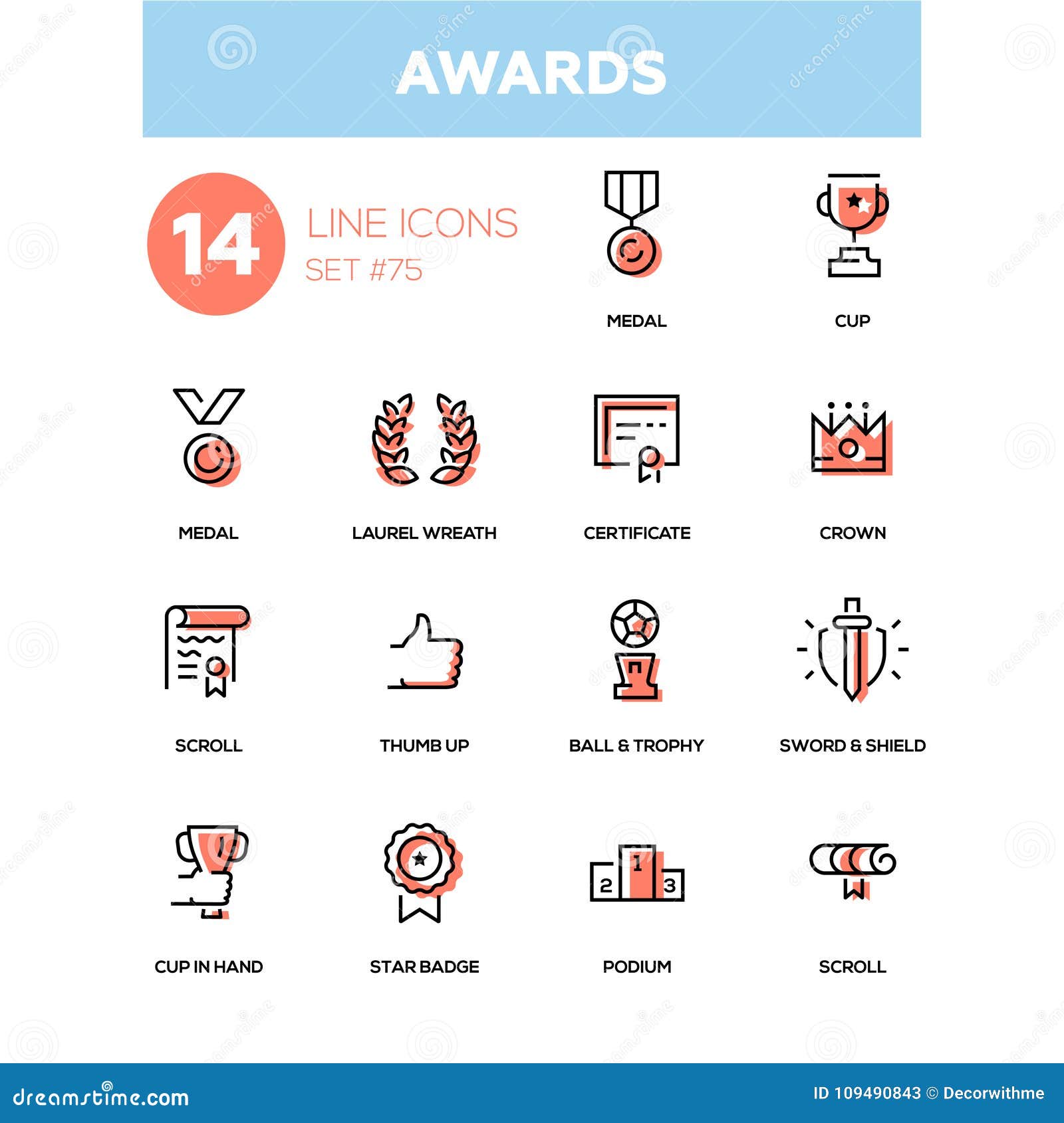 Awards Line Icons Collection Counting Summing Tabulating Calculating Enumerating Reckoning