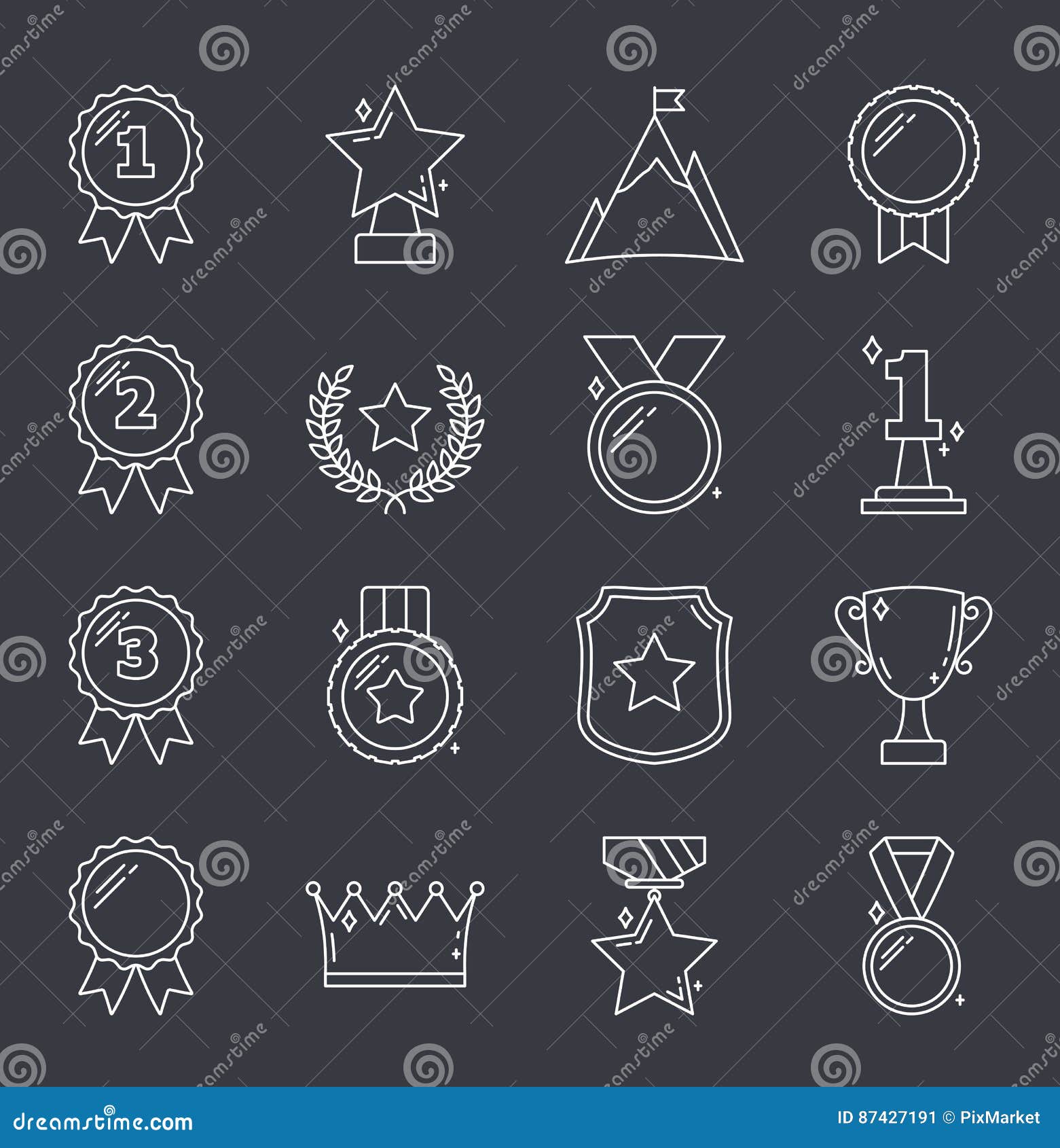 Awards Line Icons Collection Counting Summing Tabulating Calculating Enumerating Reckoning