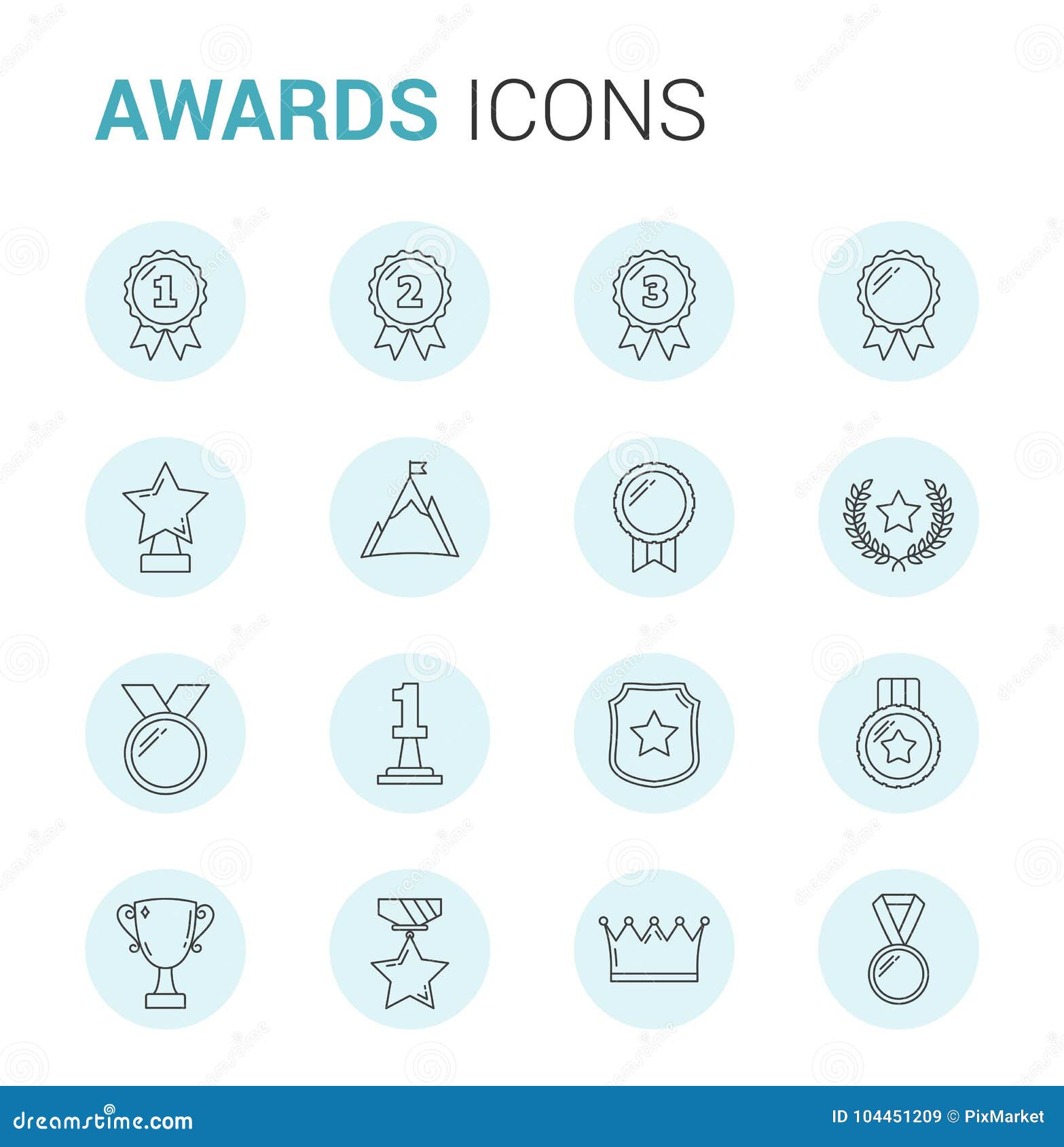 Awards Line Icons Collection Counting Summing Tabulating Calculating Enumerating Reckoning