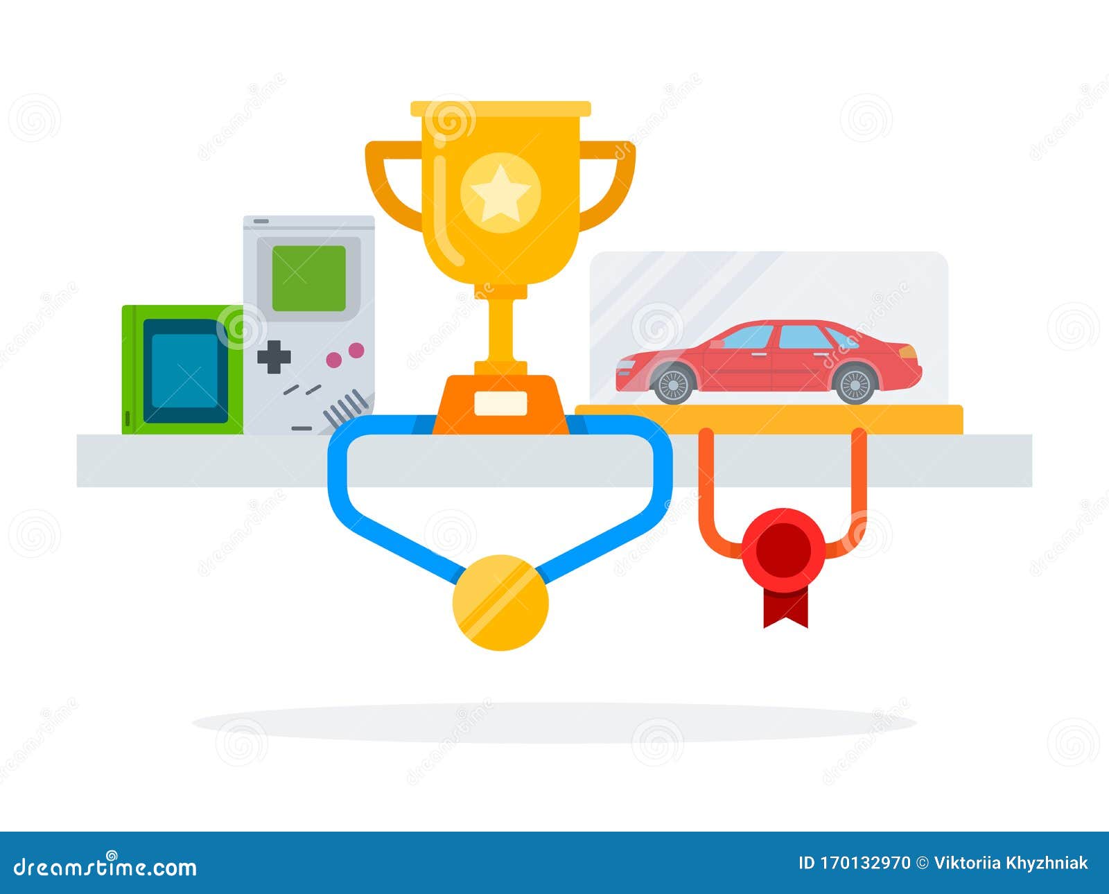 Awards, Medals and Game Consoles on the Table Flat Isolated Stock ...