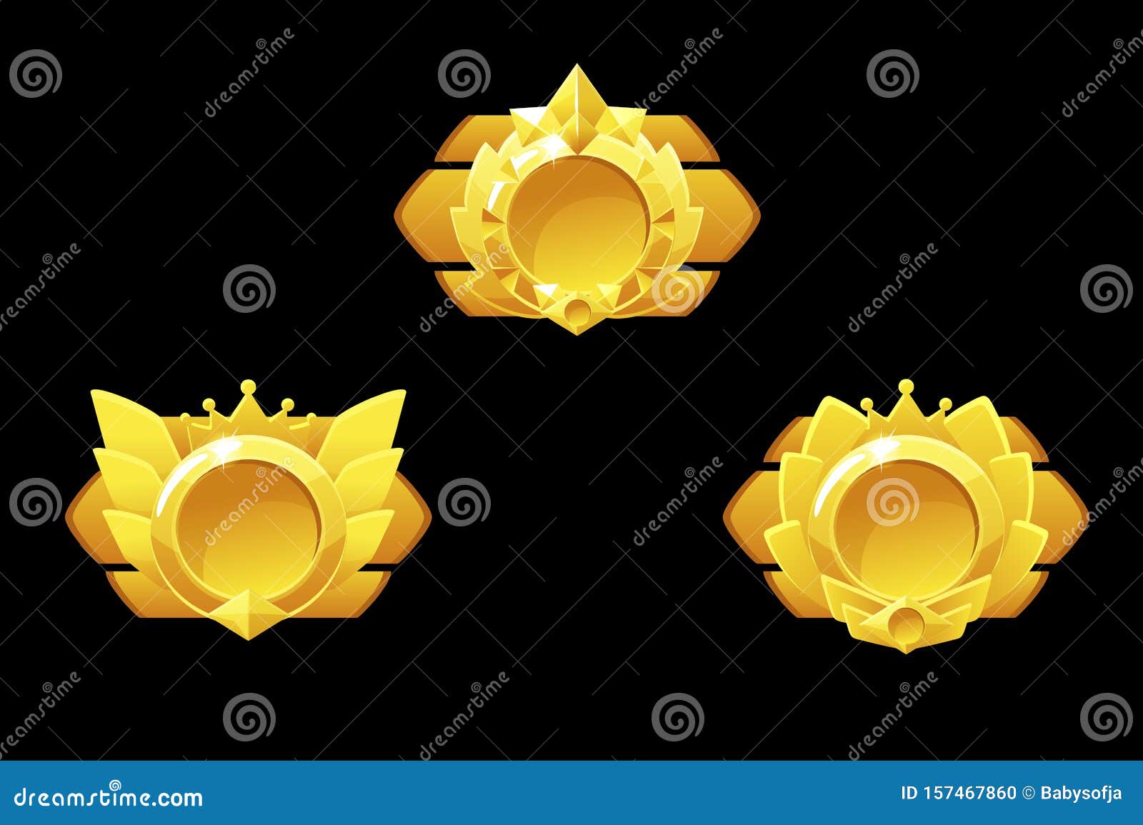 Awards Medals for Gui Game. Vector Golden Template Award Stock Vector ...
