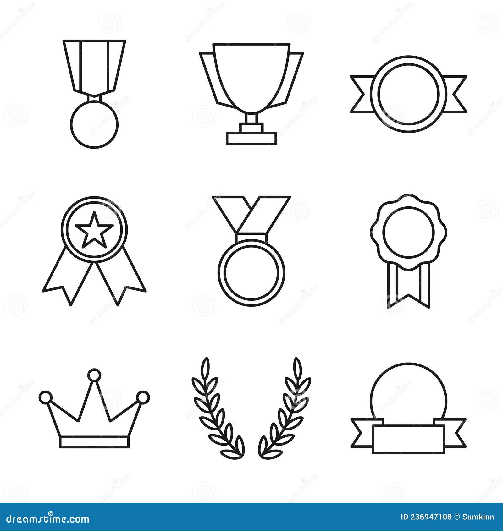 Awards and Prizes Vector Icons Stock Vector - Illustration of ribbon ...