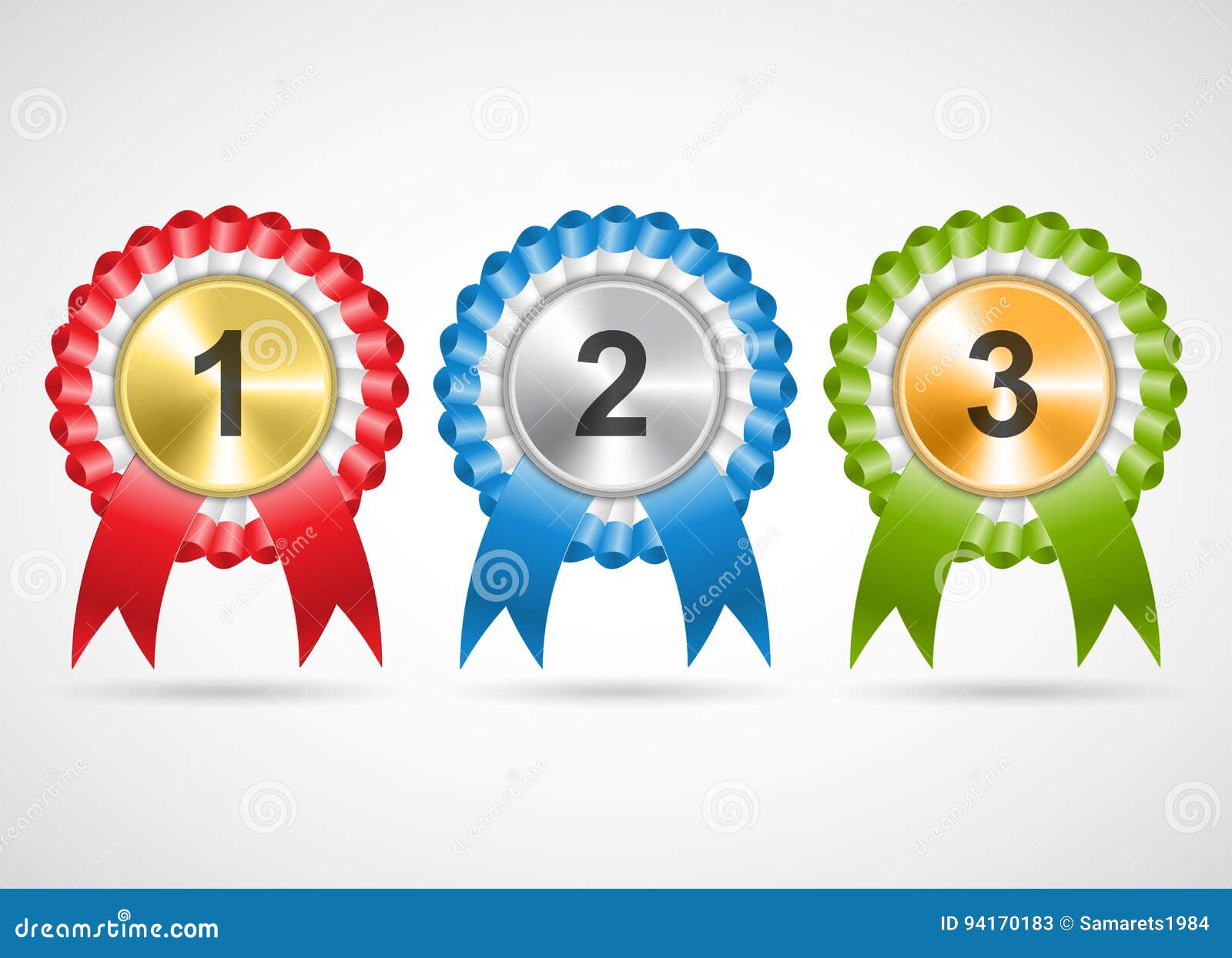 Awards Rosettes with Ribbons. Modern, Isolated Medals Stock Vector ...