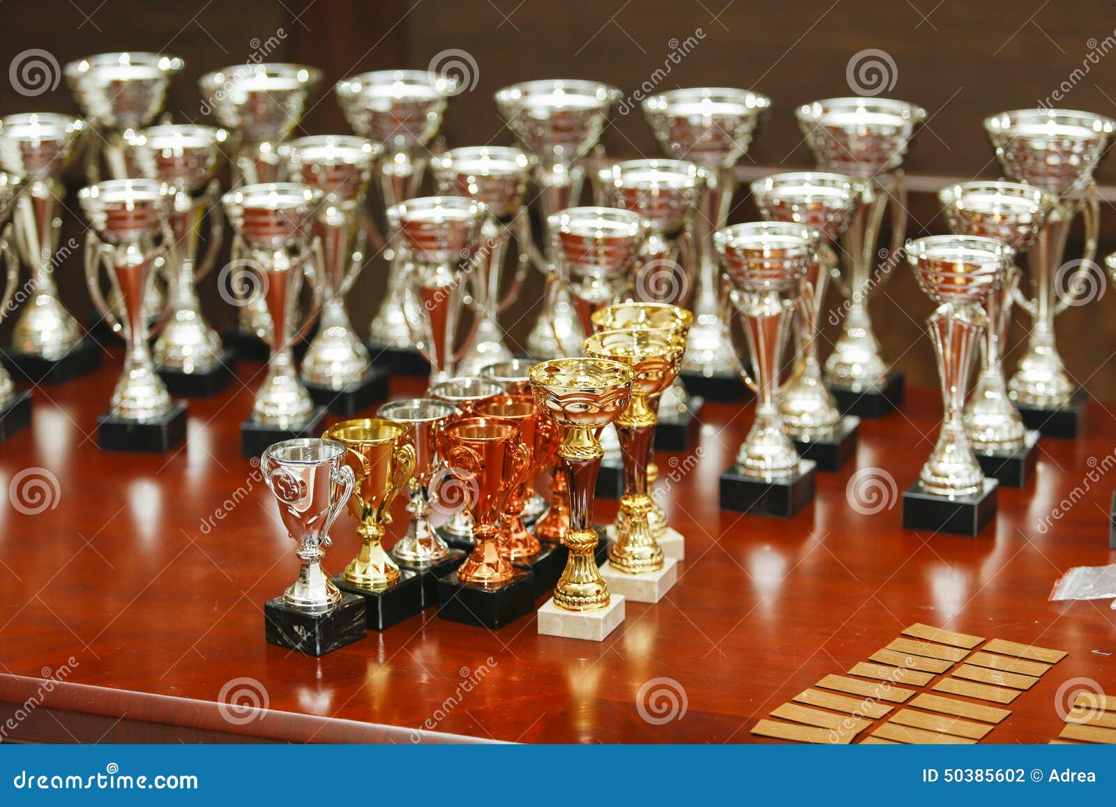 Kids and Adult Race Awards on a Table Stock Photo - Image of players ...
