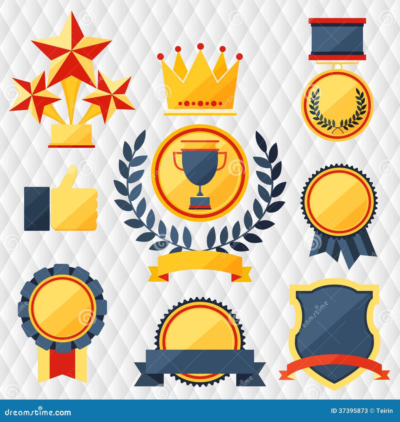 Awards and Trophies Set of Icons. Stock Vector - Illustration of card ...