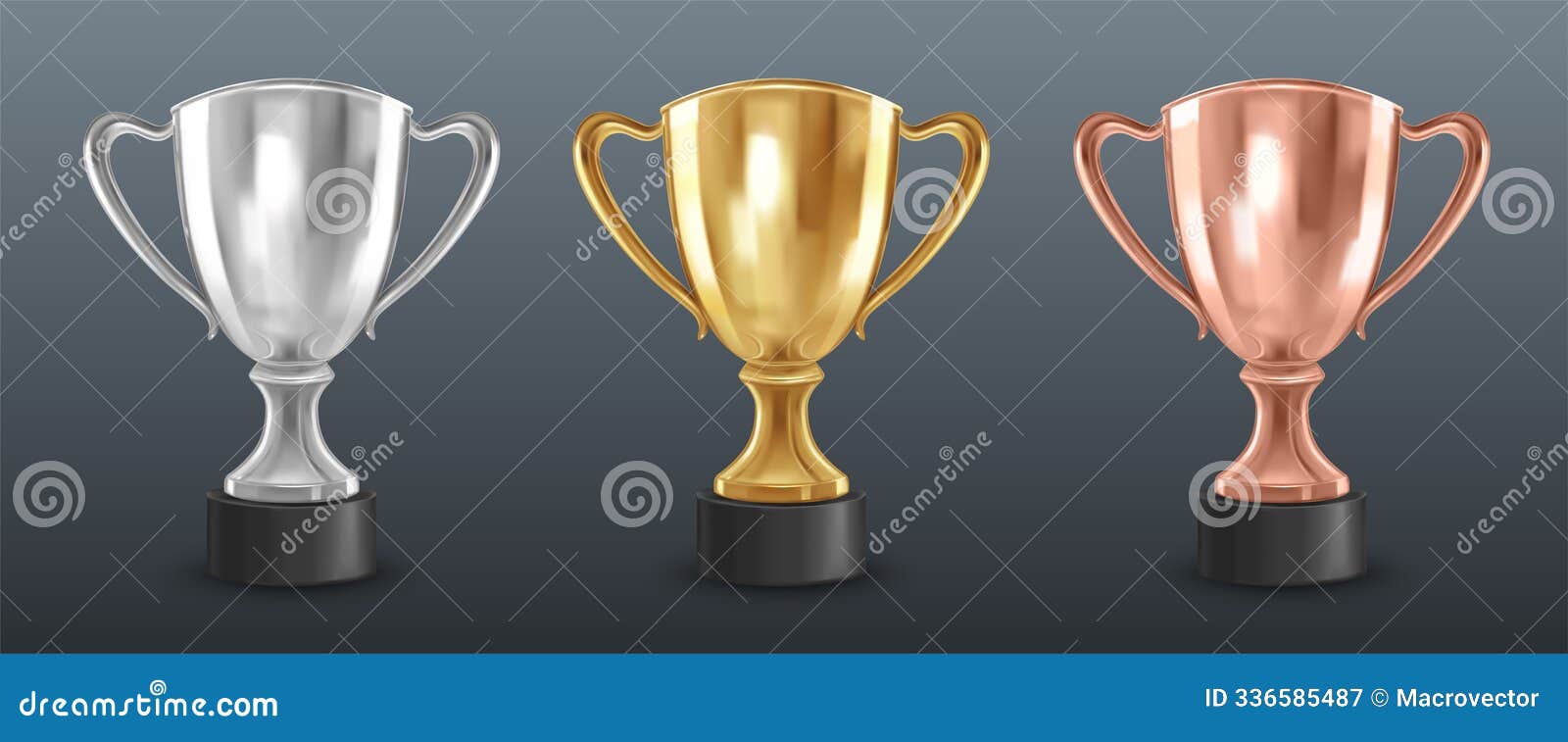 Awards Trophy Set in Realistic Style Stock Illustration - Illustration ...