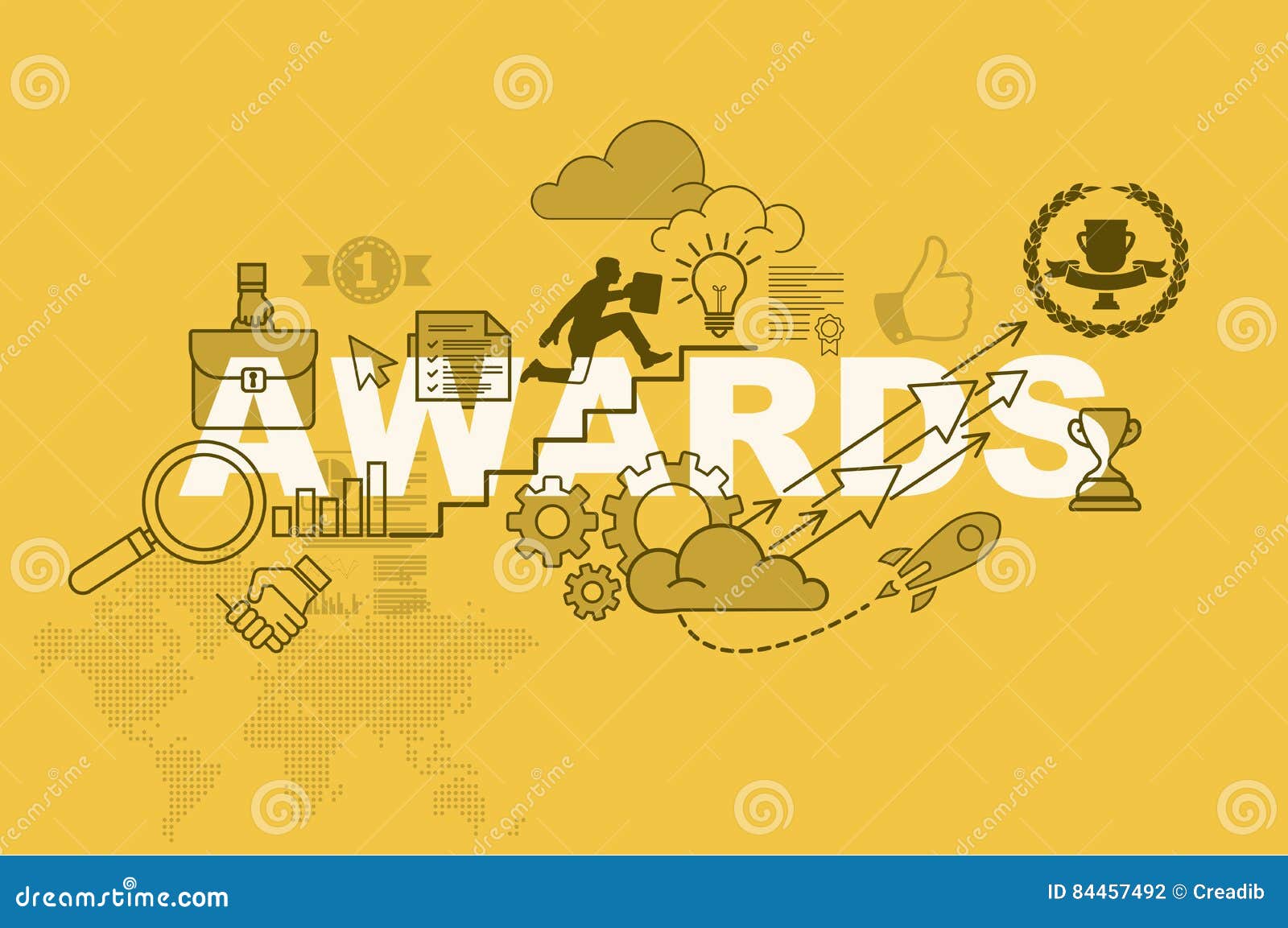 Awards Website Banner Concept with Thin Line Flat Design Stock Vector ...