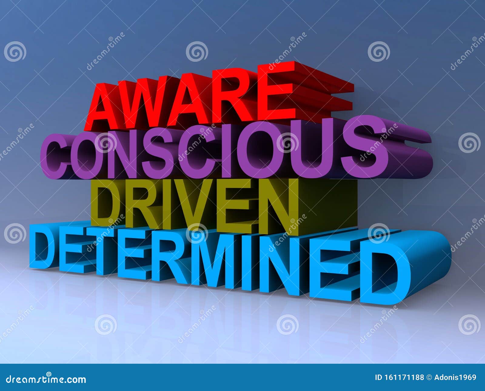 Aware Conscious Driven Determined Stock Illustration - Illustration of ...