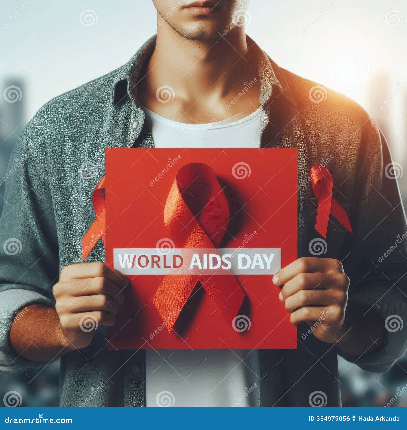 Awareness Campaign for World AIDS Day Featuring Red Ribbon Backdrop ...