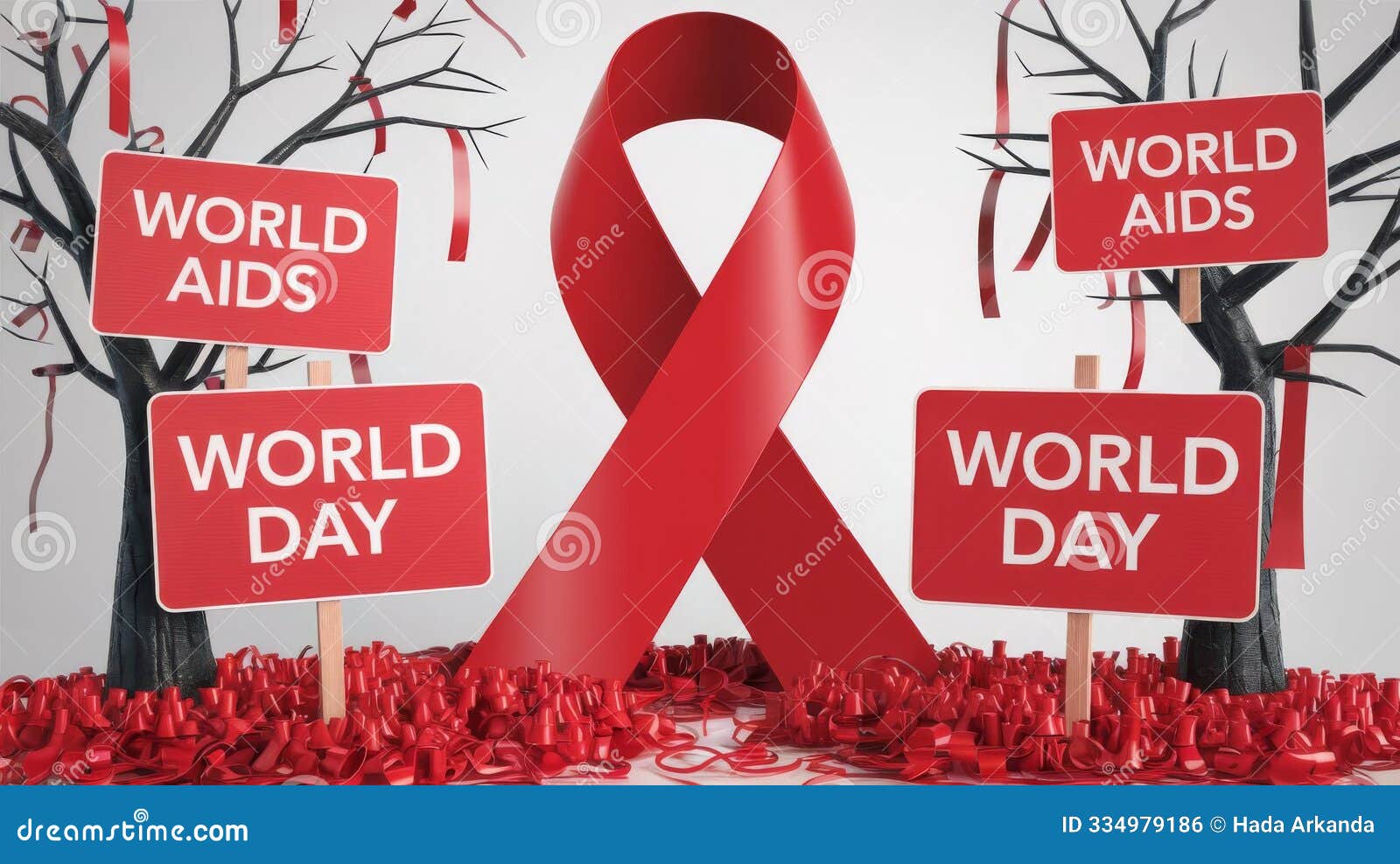 Awareness Campaign for World AIDS Day Featuring Red Ribbon Backdrop ...