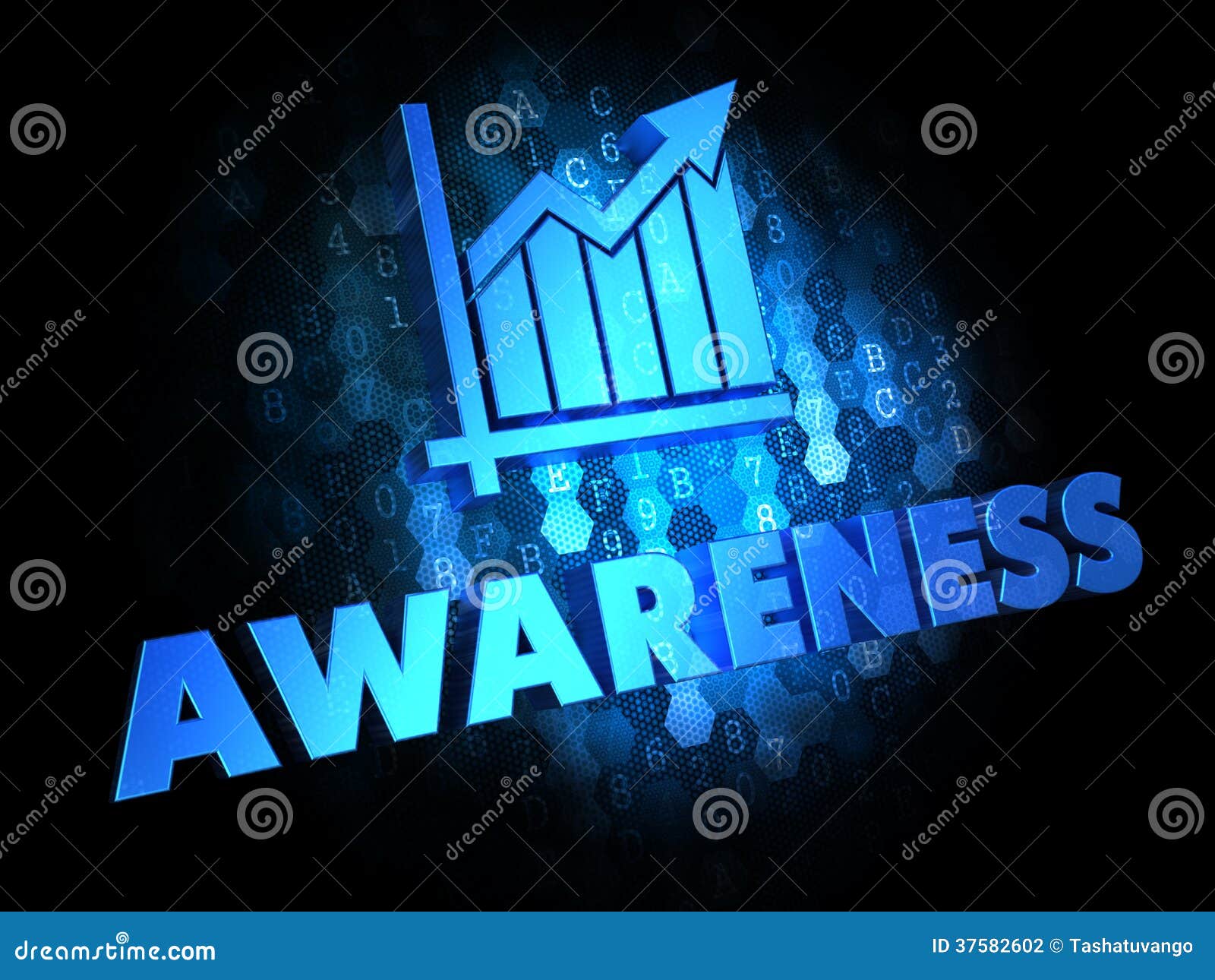 Awareness Concept on Dark Digital Background. Stock Illustration ...