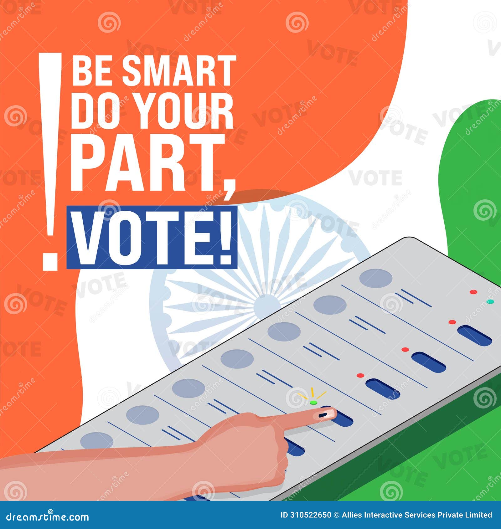 Awareness Poster Design with Message As Be Smart Do Your Part Vote! and ...