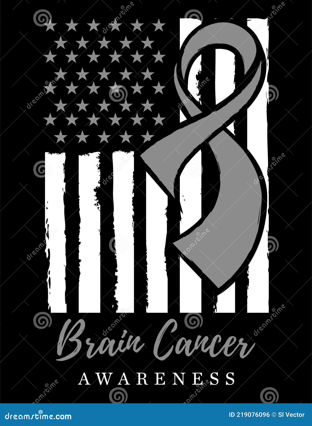 Awareness Ribbon - Brain Cancer Awareness American Distressed Flag ...