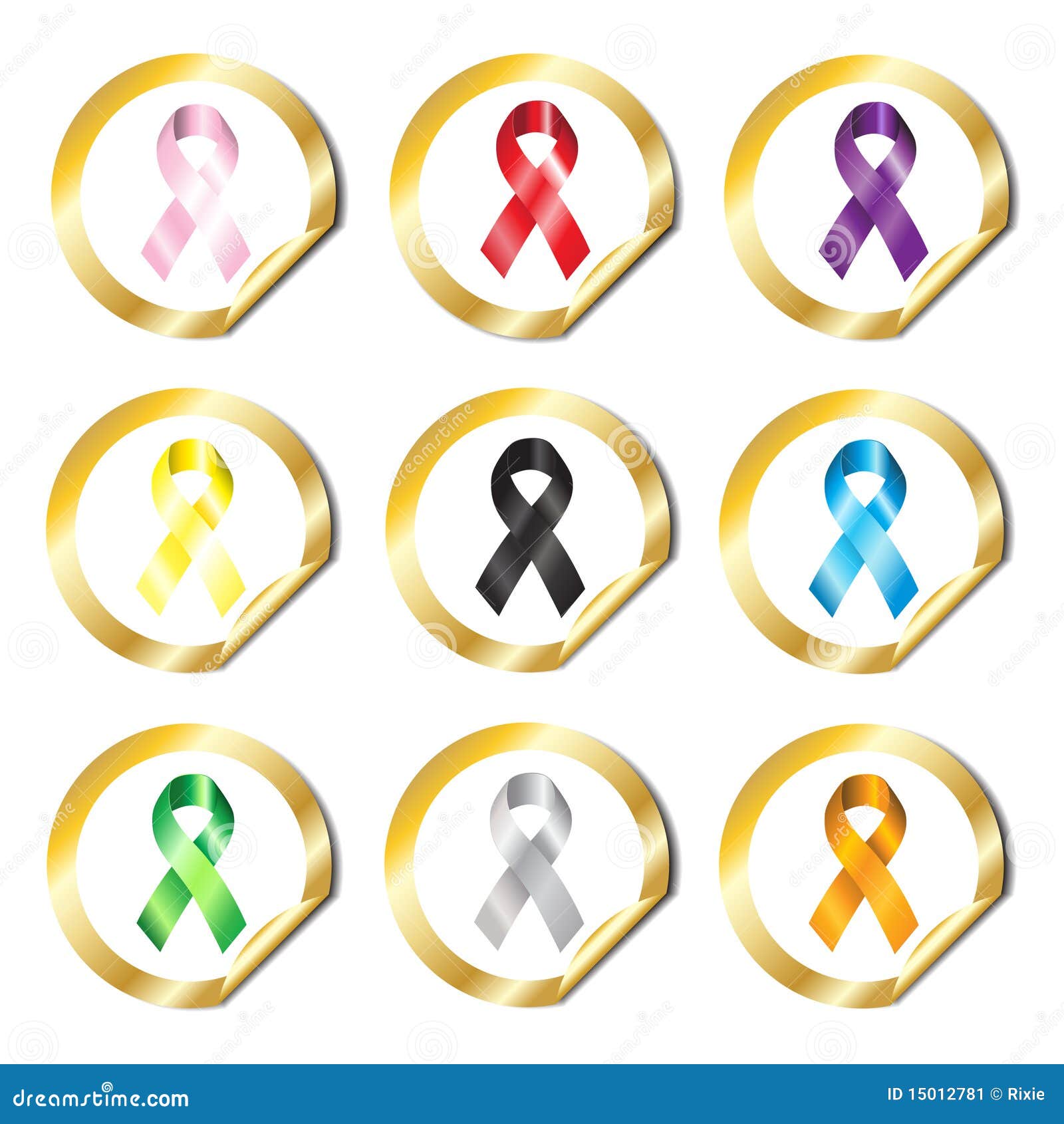 Awareness ribbon stickers stock vector. Illustration of badge - 15012781
