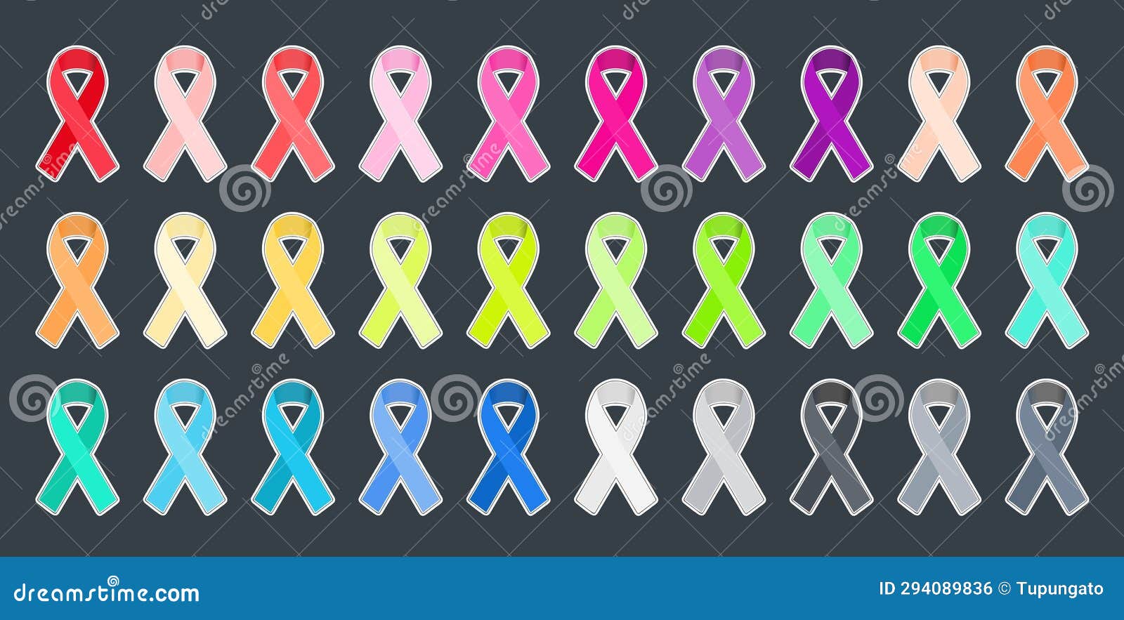 Awareness Ribbon Stickers Colorful Set Stock Vector - Illustration of ...