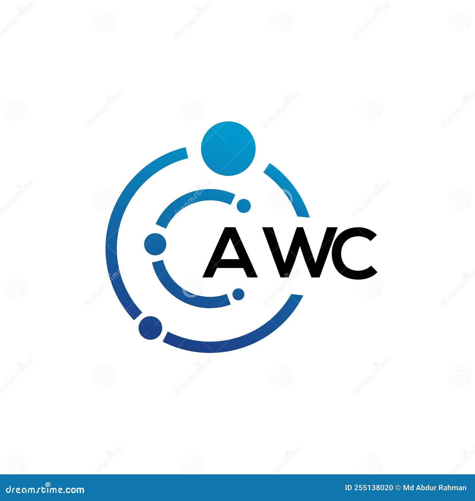 AWC Letter Logo Design on Black Background. AWC Creative Initials ...