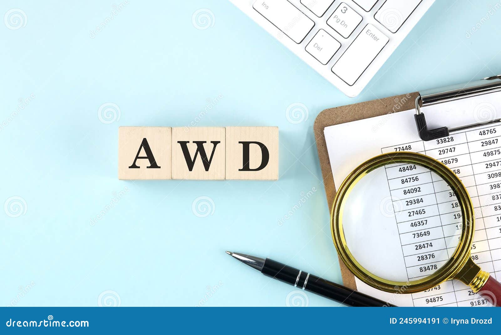 AWD - Adaptive Web Design Word on Wooden Cubes on a Blue Background ...