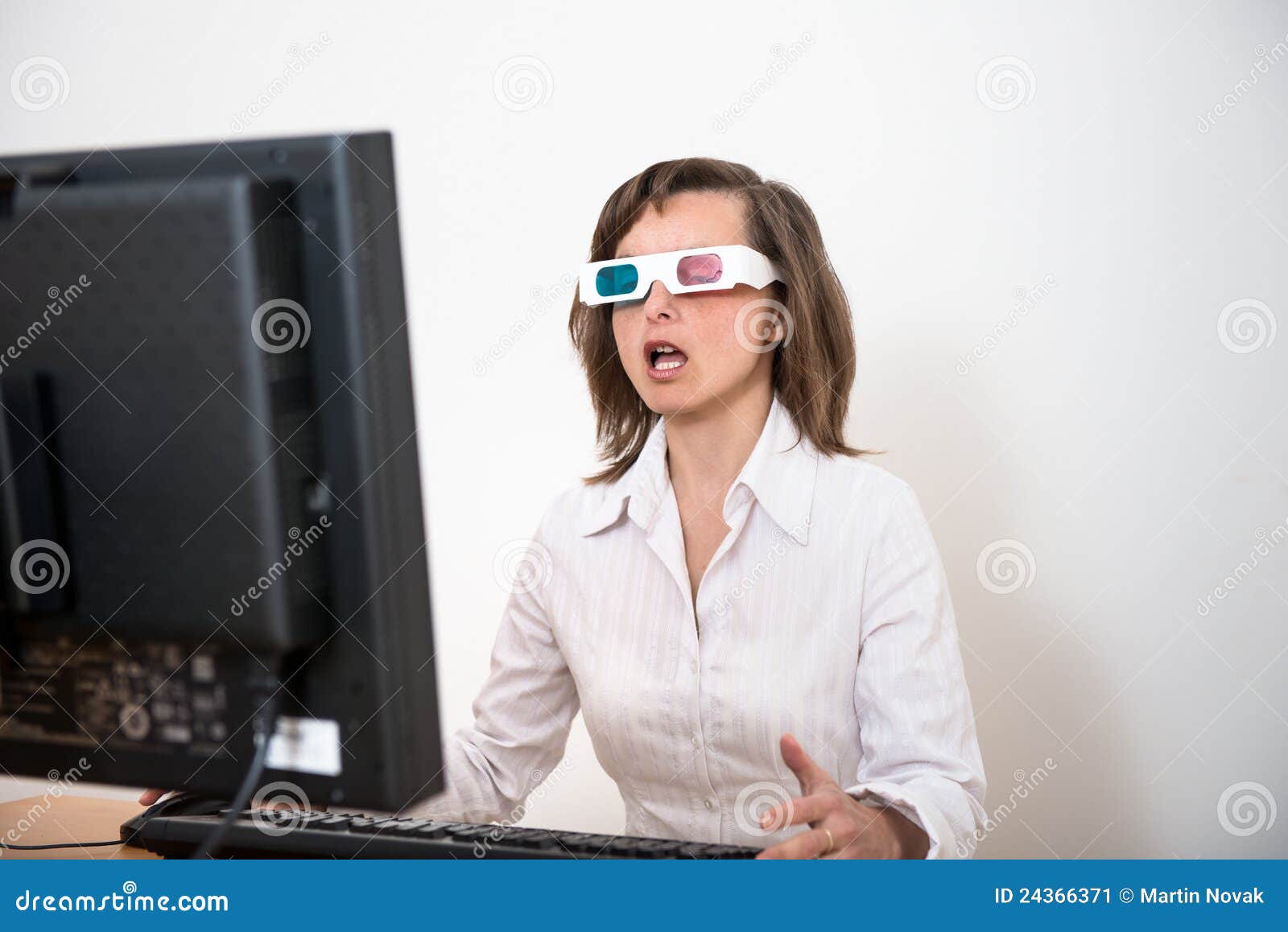 Awe - Business Person with 3d Glasses Stock Image - Image of vertical ...