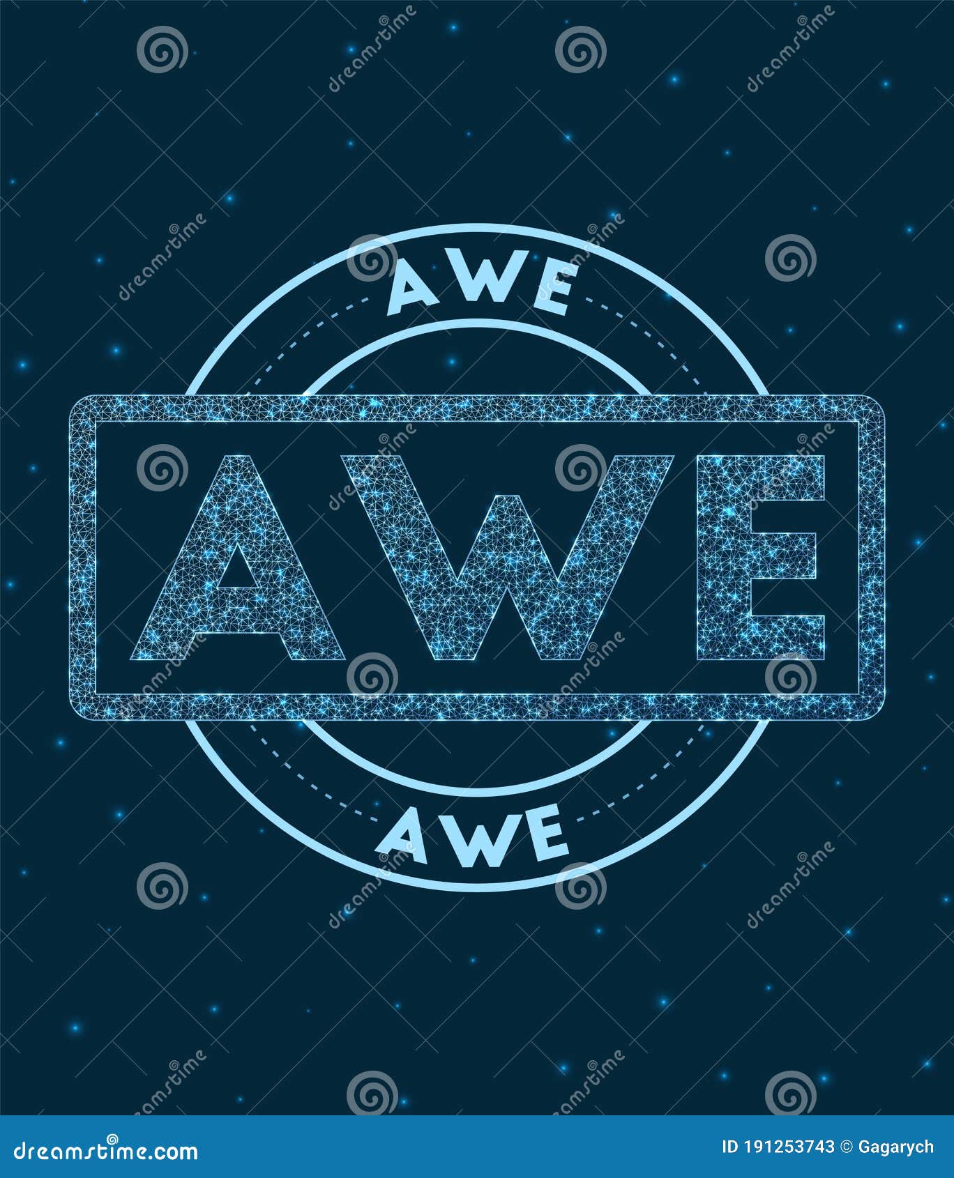AWE. Glowing Round Badge. Cartoon Vector | CartoonDealer.com #191253743