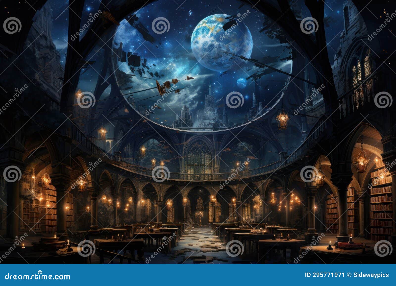 Ancient Celestial Libraries - Generative AI Stock Illustration ...