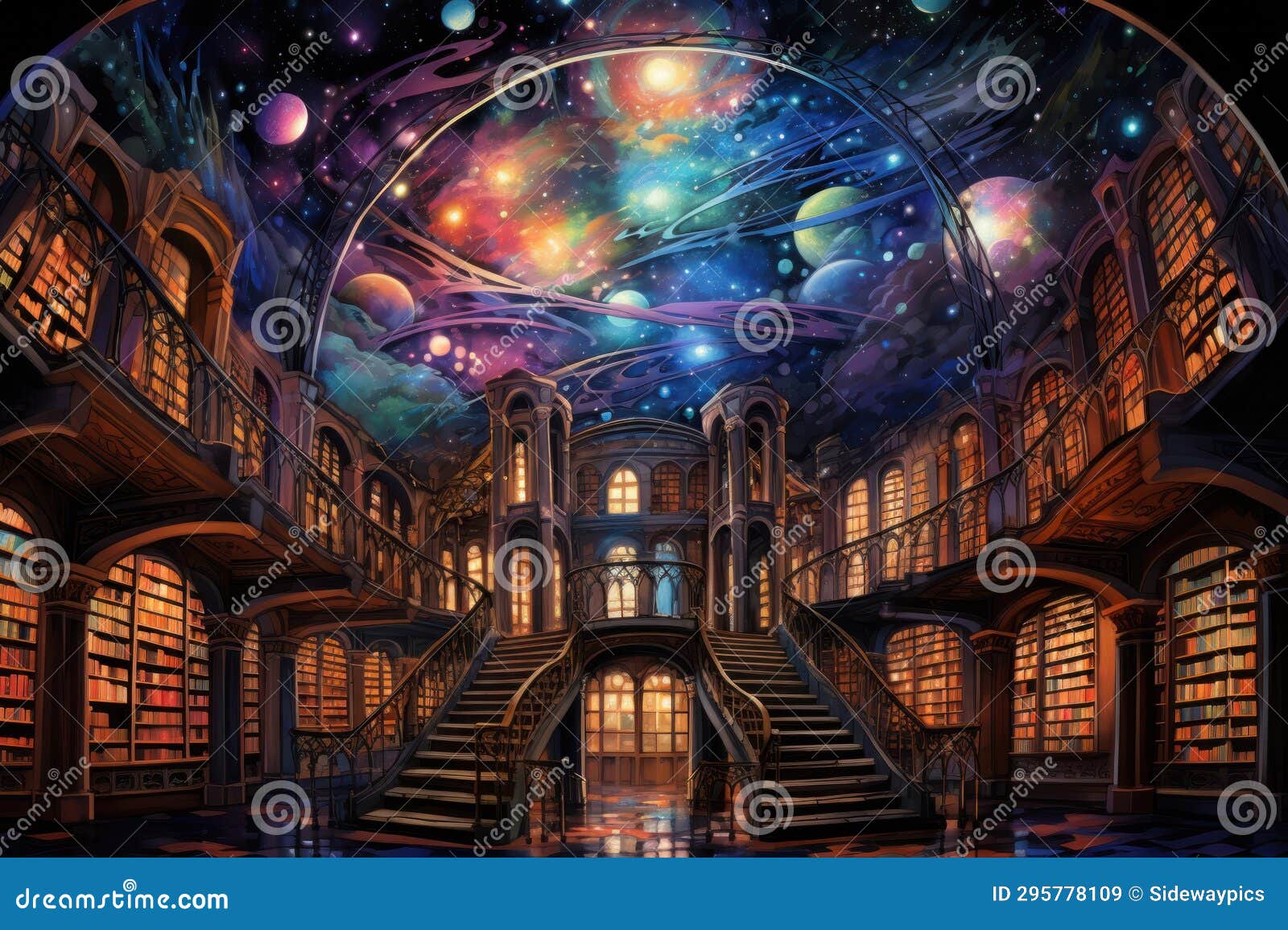 Ancient Celestial Libraries - Generative AI Stock Illustration ...