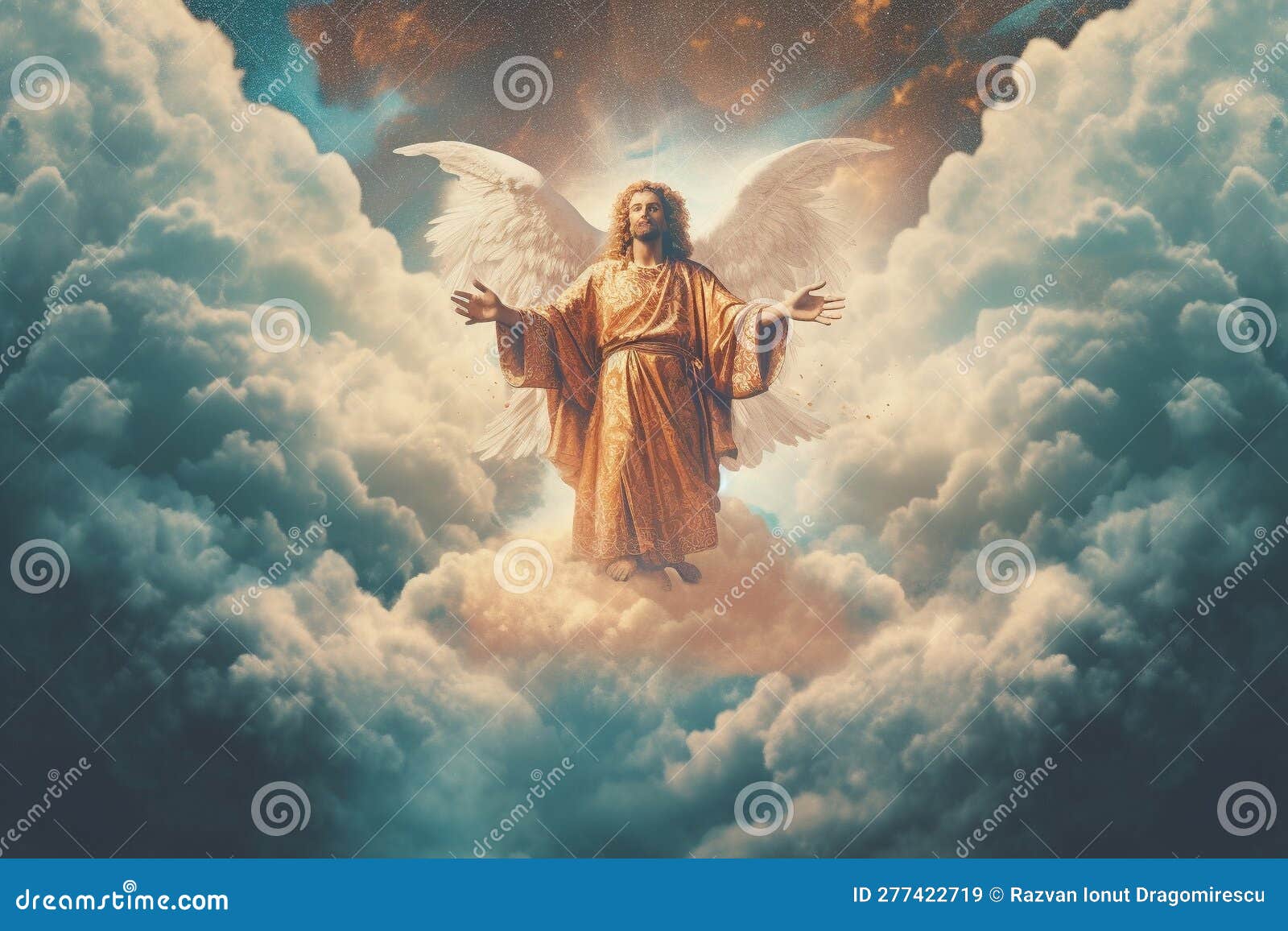 God in Heaven, Surrounded by Clouds and Rays of Light. the Artwork ...