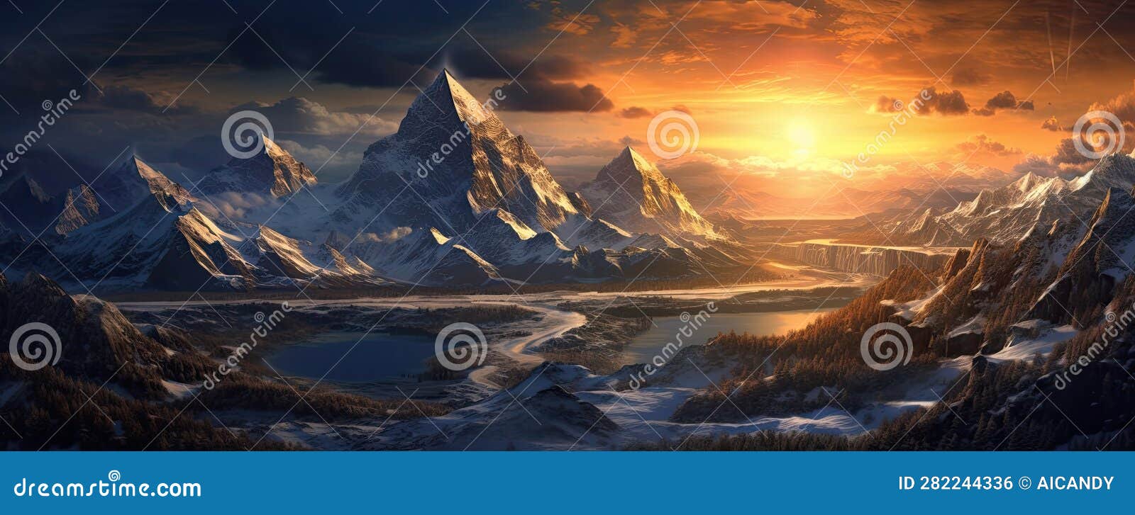 Awe-inspiring Panoramic Shot of a Snow-covered Mountain Range, with ... Awe-inspiring Panoramic Shot of a Snow-covered Mountain Range, with ...