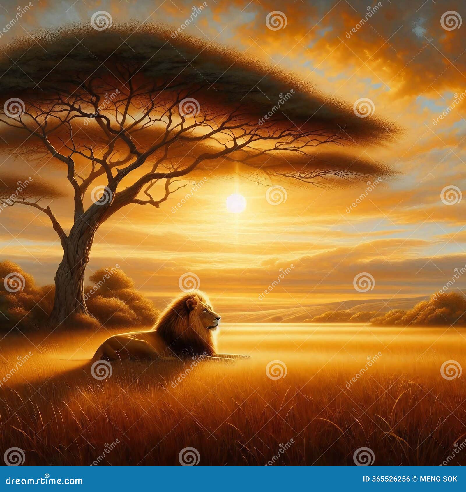 Inspiring Lion Logo Template Bold Typography And Savanna Landscape For ...