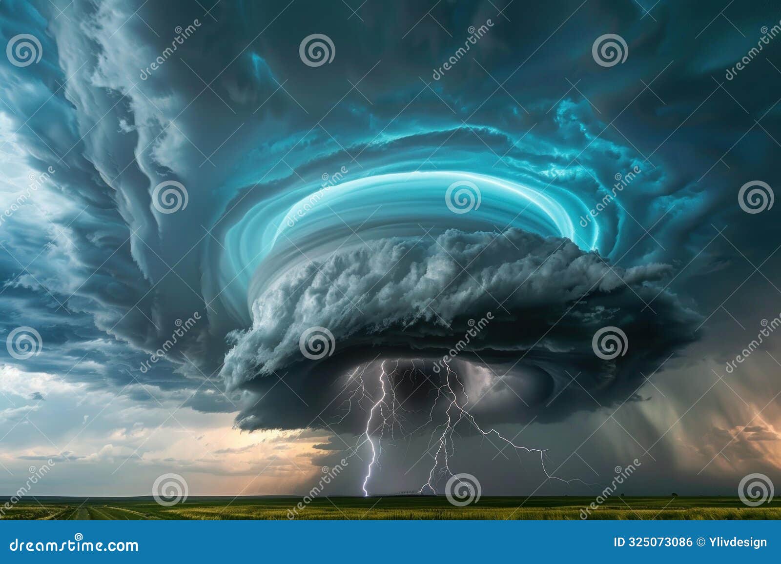 Majestic Supercell Storm with Lightning Stock Photo - Image of ...