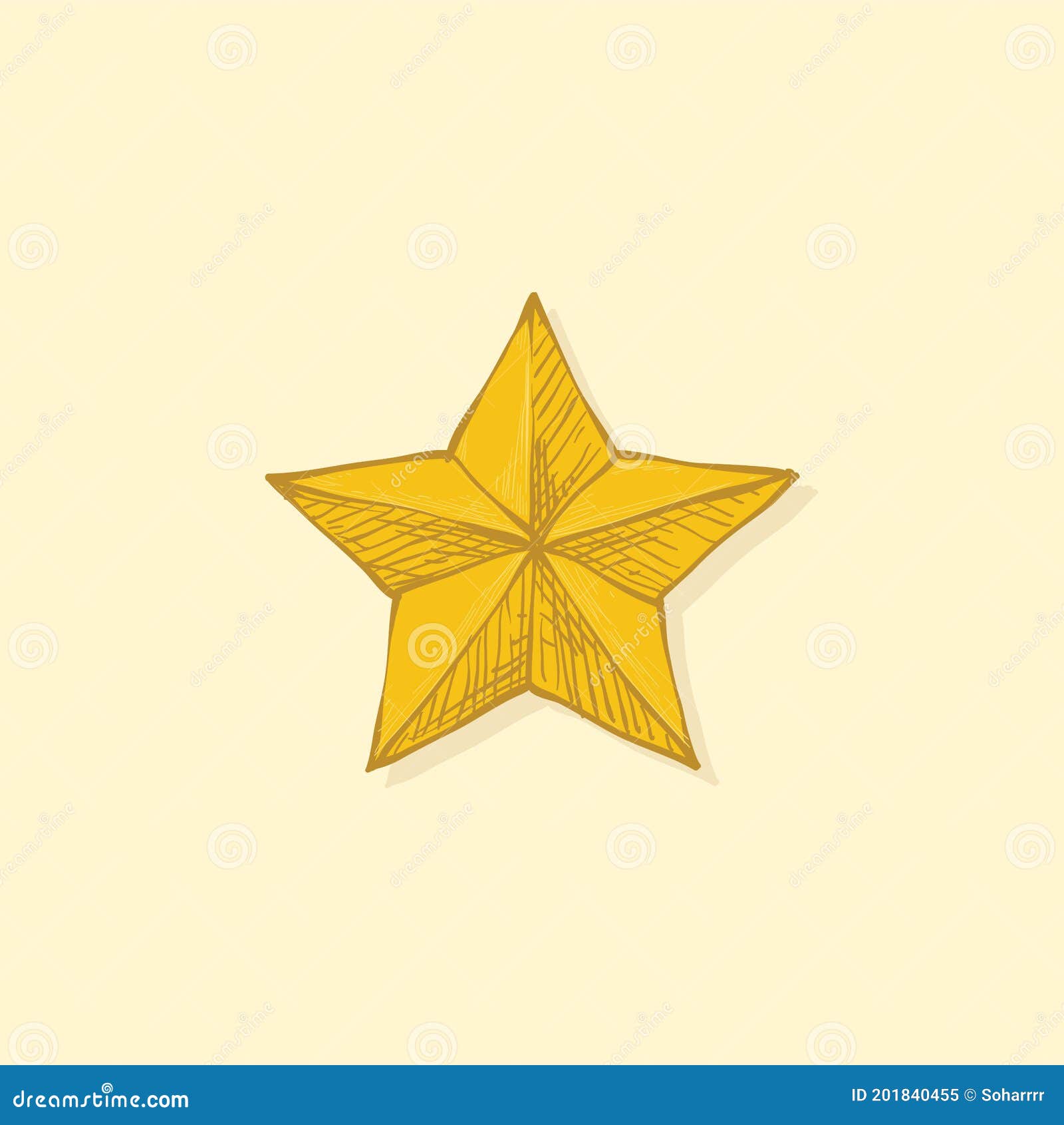 Hand Drawn Gold Star Icon Vector Stock Vector - Illustration of ...