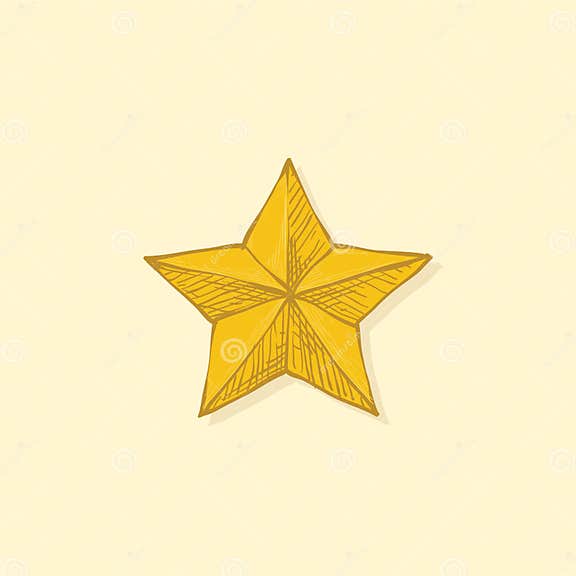 Hand Drawn Gold Star Icon Vector Stock Vector - Illustration of ...