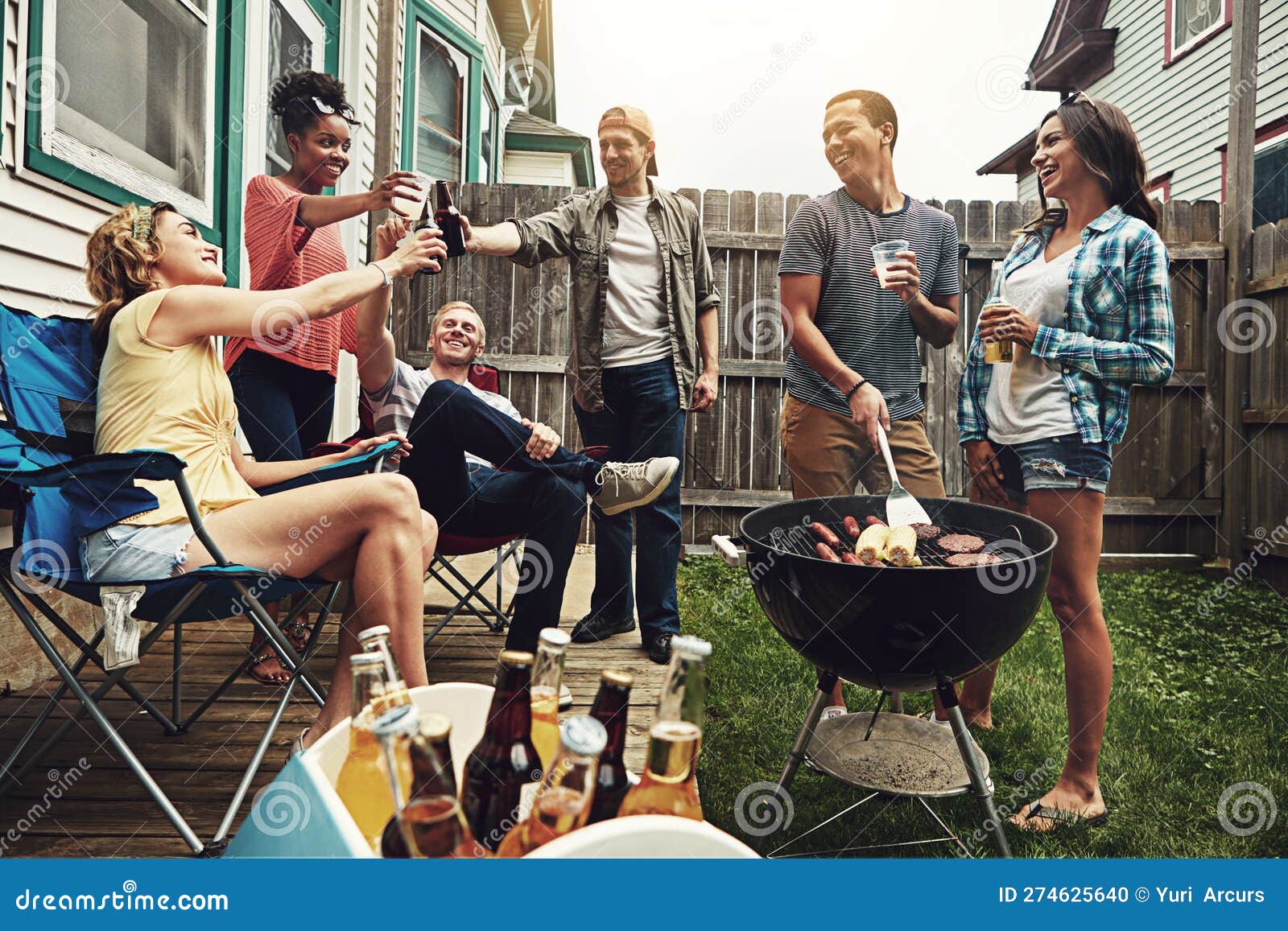 Awesome Barbecue, Guys. a Group of Friends Having a Barbecue in the ...