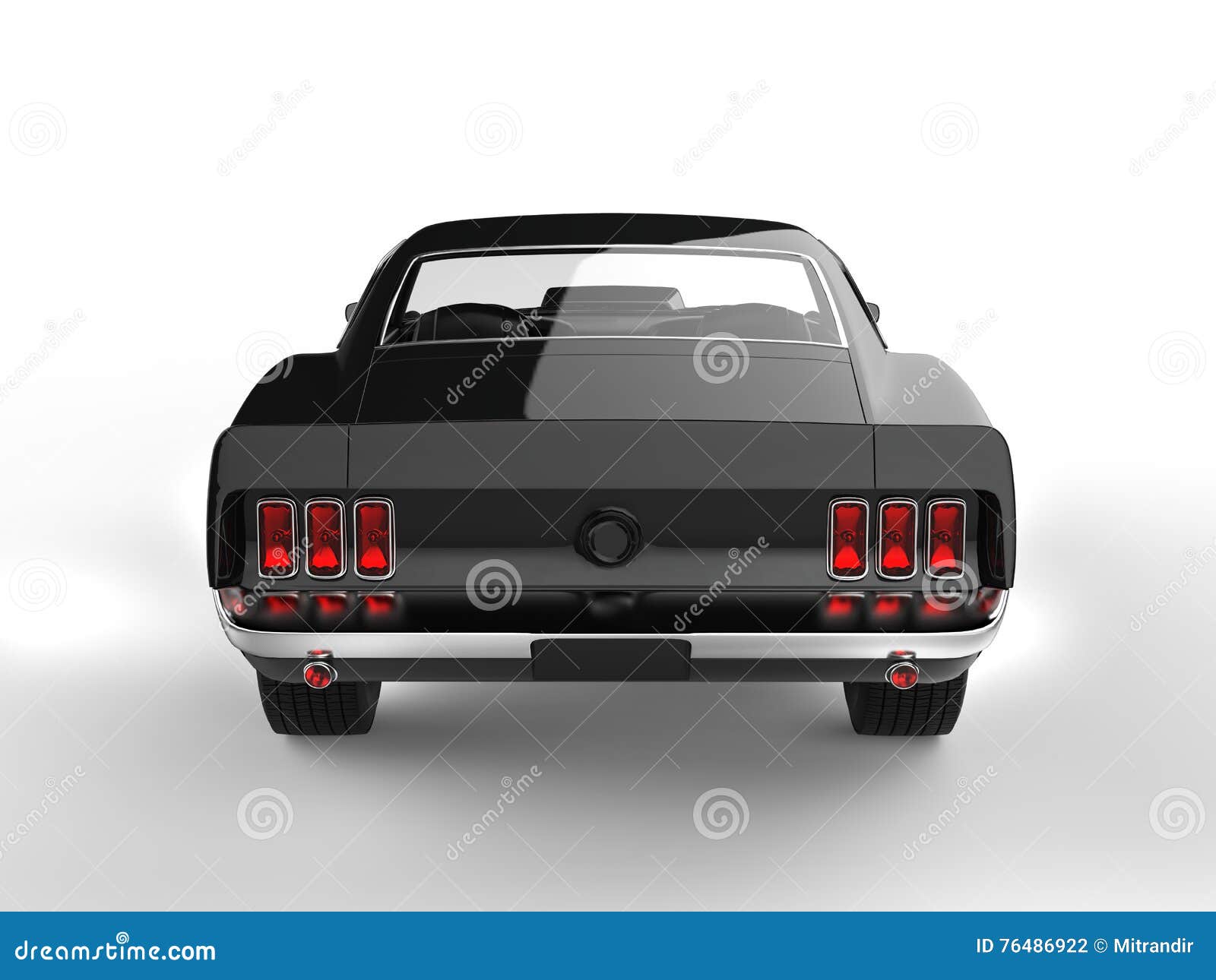 Awesome Black Muscle Car - Back View Stock Illustration - Illustration ...