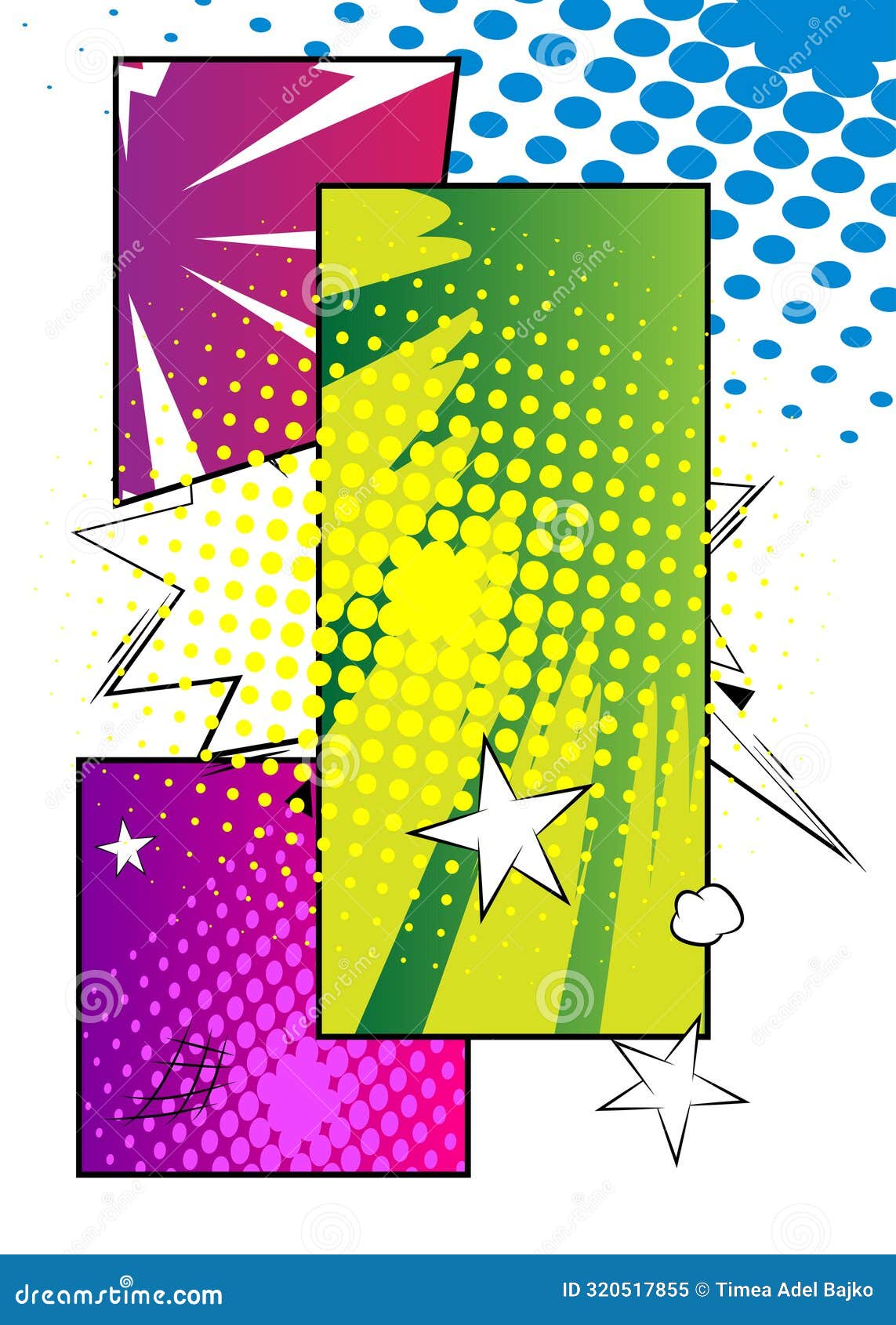 Awesome Cartoon Abstract Background, Comic Book Page Layout Backdrop ...