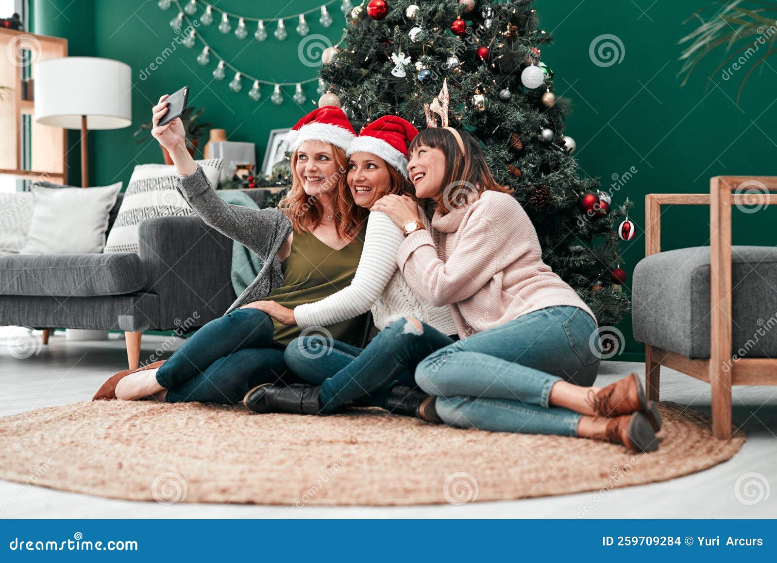 An Awesome Christmas Card Three Attractive Women Taking Christmas