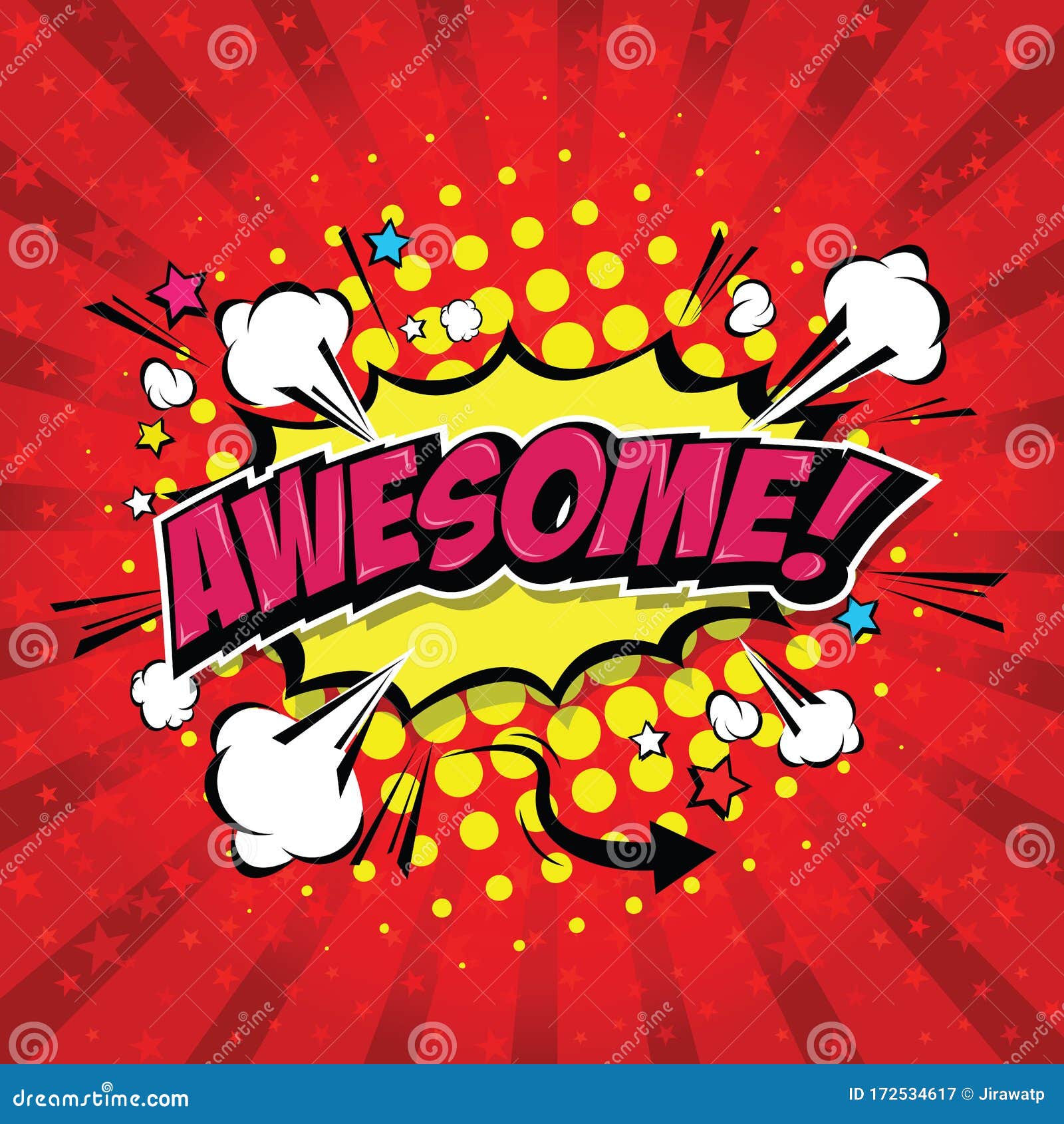 Awesome! Comic Speech Bubble. Stock Vector - Illustration of balloon ...