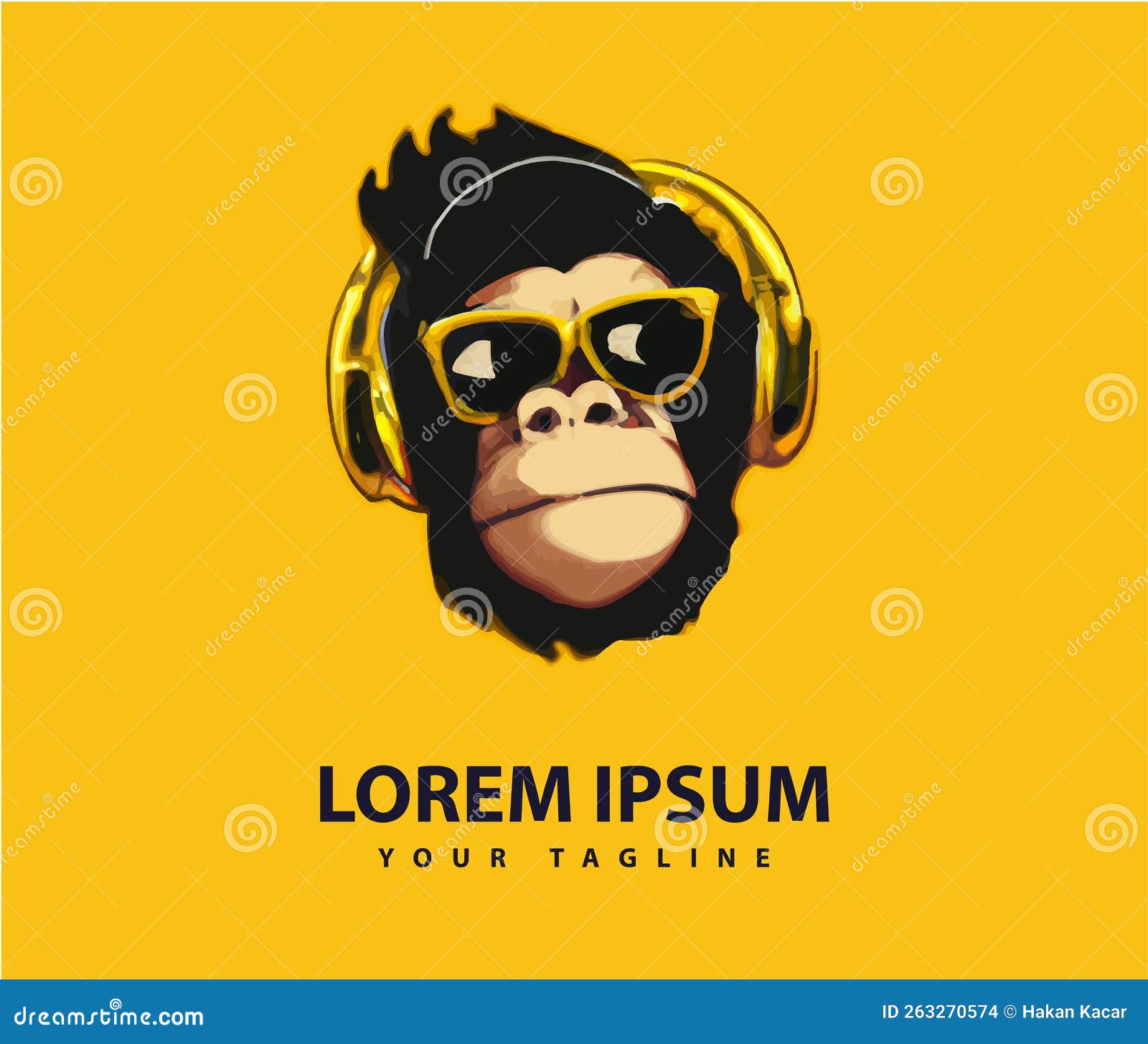 Awesome Cool Monkey Logo Design Stock Vector - Illustration of music ...