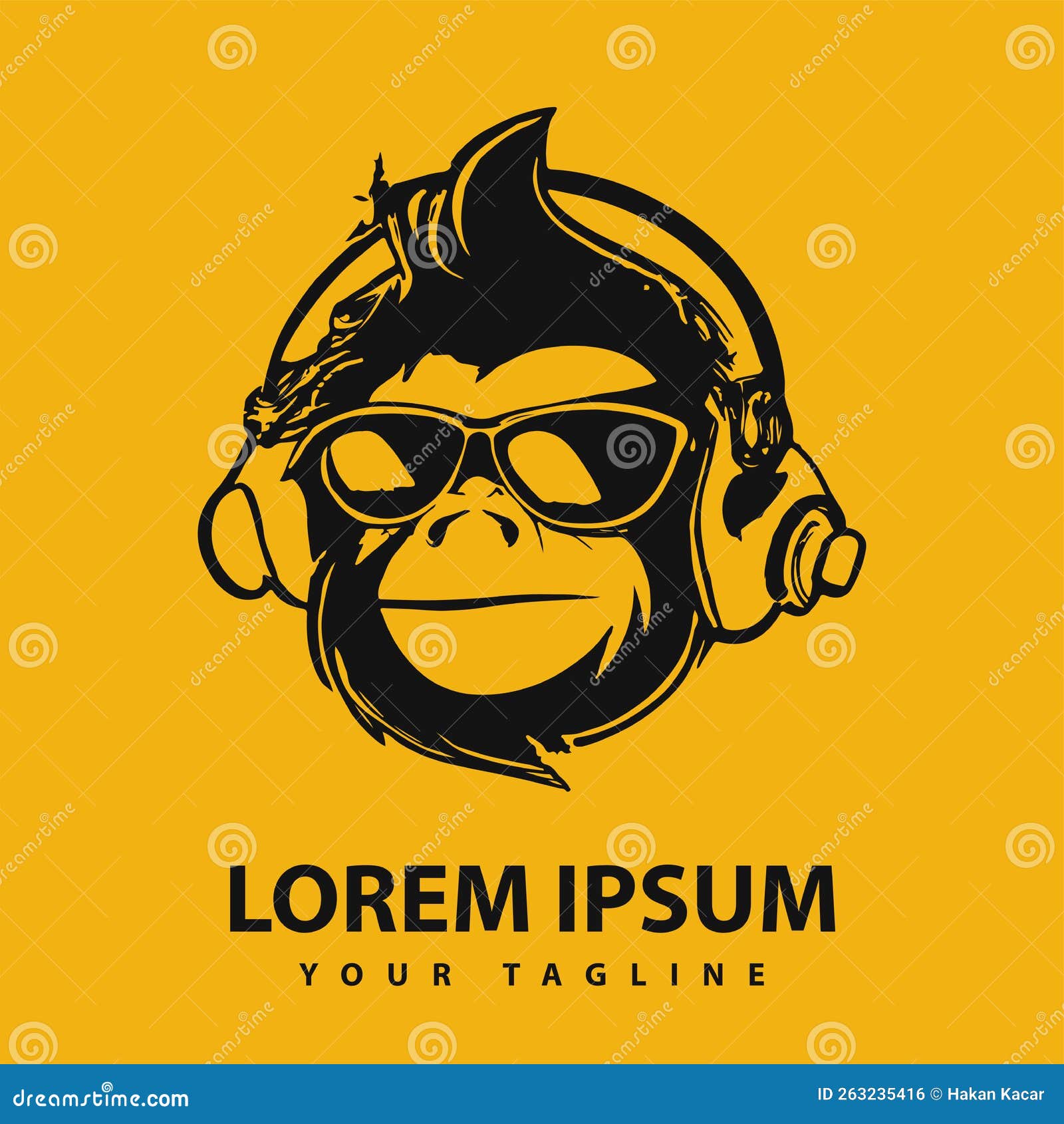 Awesome Cool Monkey Logo Design Stock Vector - Illustration of isolated, gorilla: 263235416
