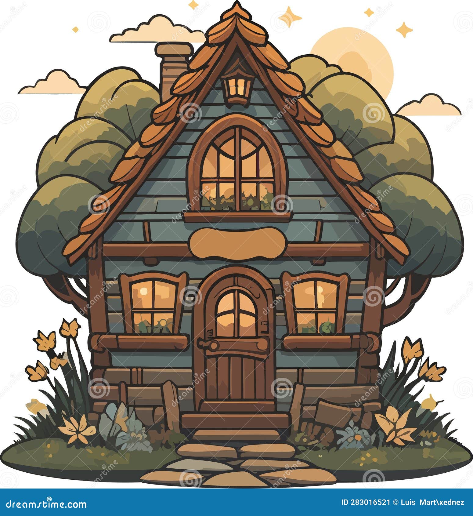 Awesome and Cuteness Elf House Vector Art Stock Vector - Illustration ...