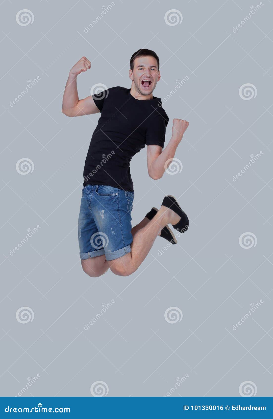 Jumping Young Man. Isolated Over White Background Stock Photo - Image ...
