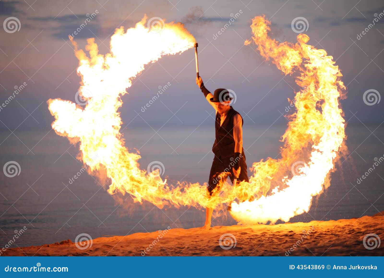Awesome Fire Show on the Beach Stock Image - Image of fuel, energy ...
