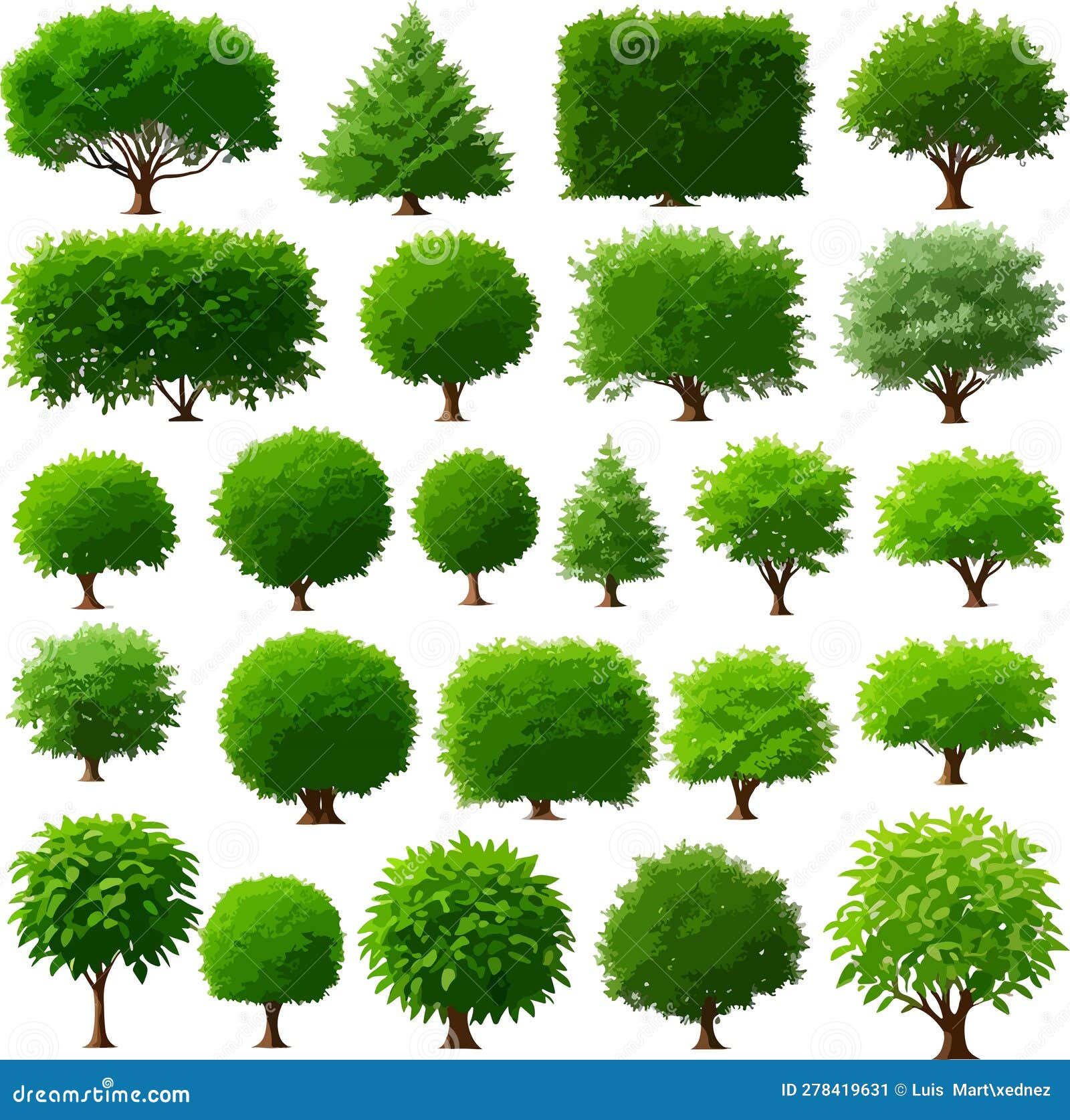 Awesome Forest Trees Bushes Plants Art Vector Stock Vector ...