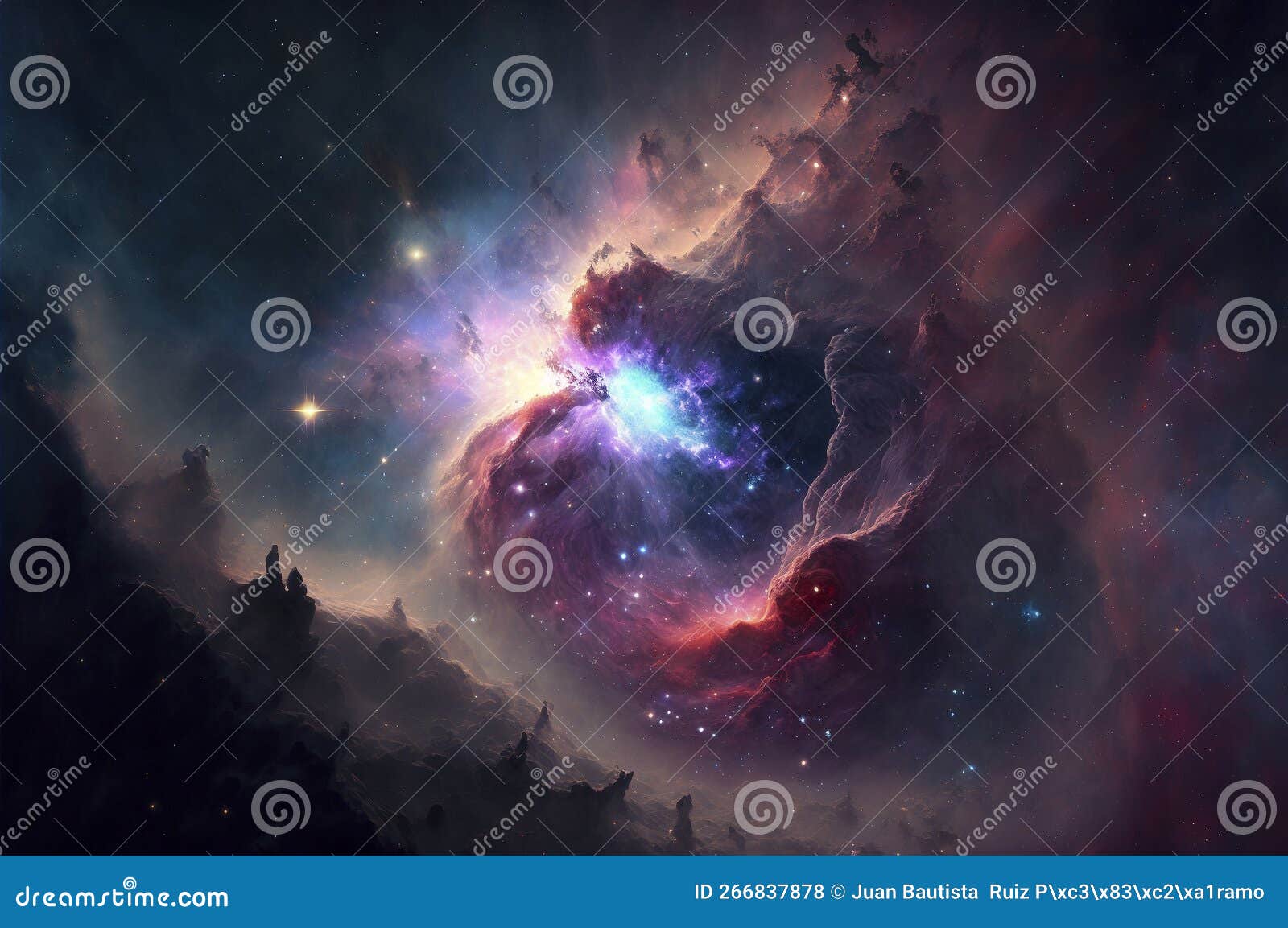 Awesome Galaxy, Science Fiction Wallpaper. AI Generative. Stock ...