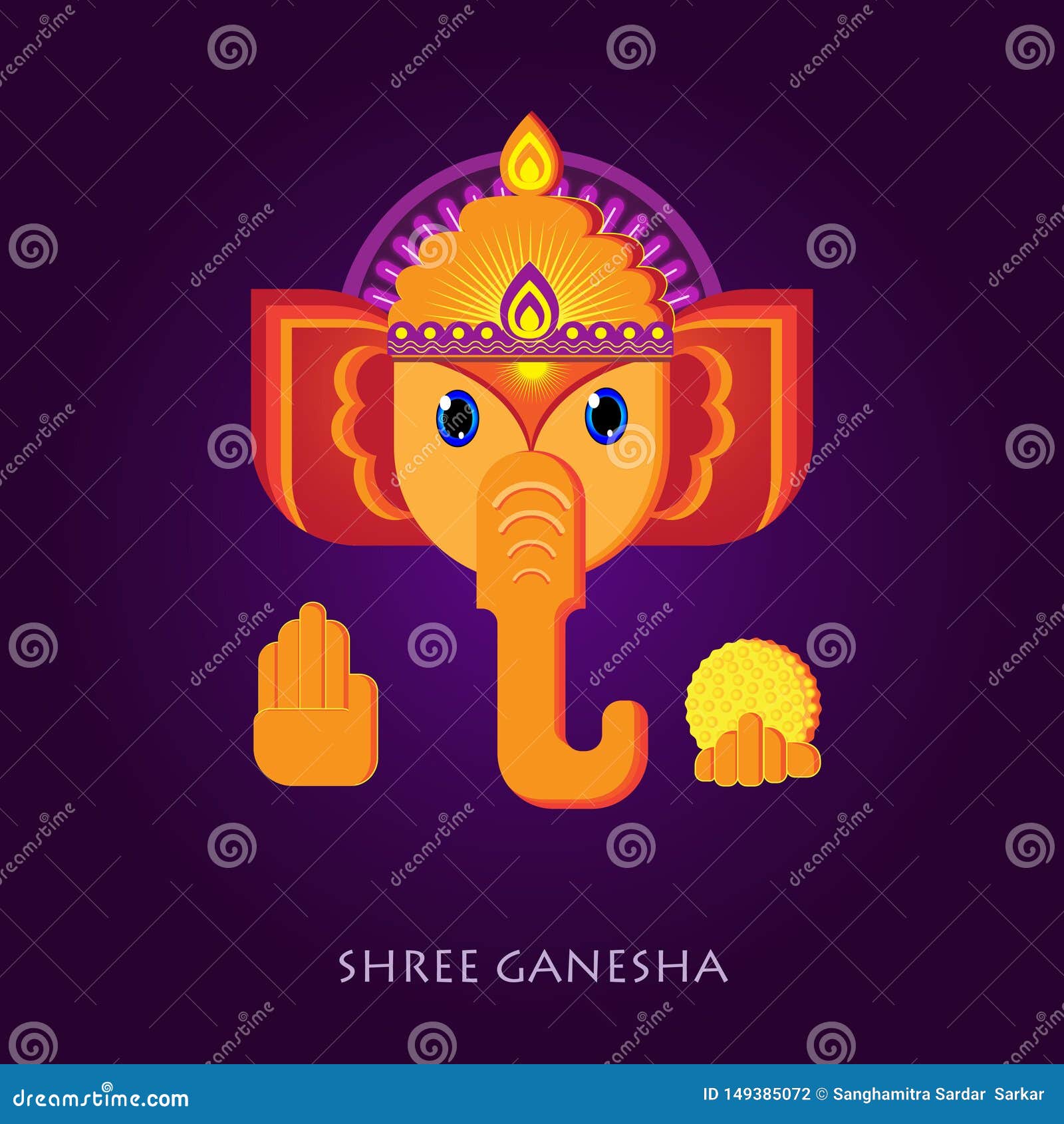 Shree Ganesha Vector Image With Neon Style | CartoonDealer.com #149384961