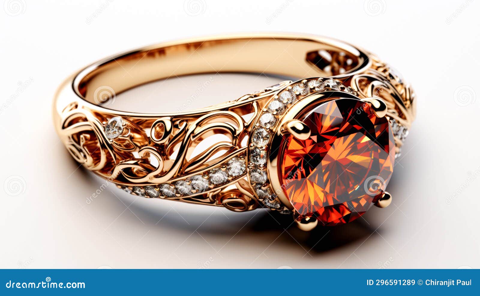 Awesome Gold Ring with Precious Stones Isolated on White Background ...