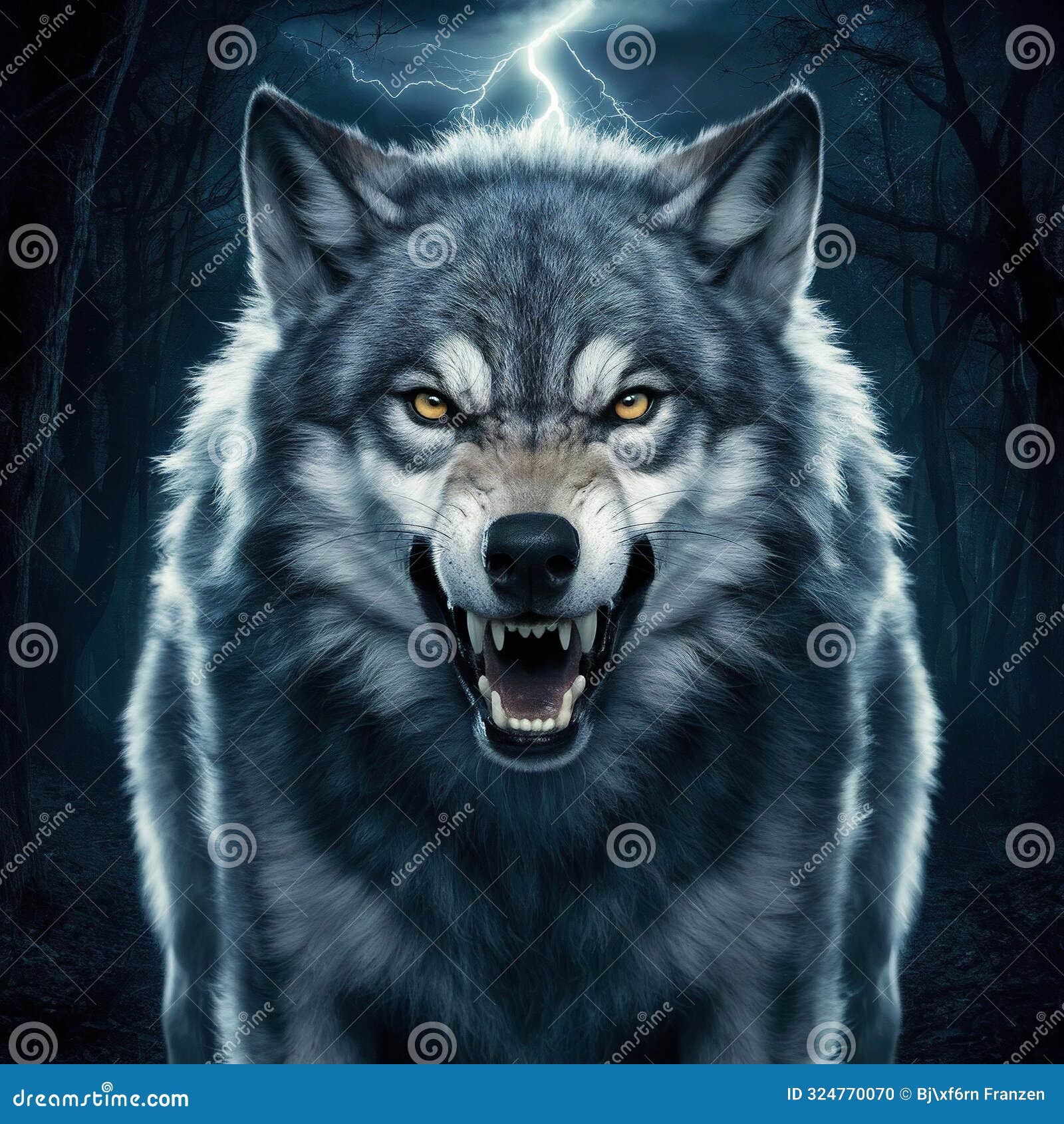 Angry aggressive Wolf stock illustration. Illustration of carnivore - 324770070